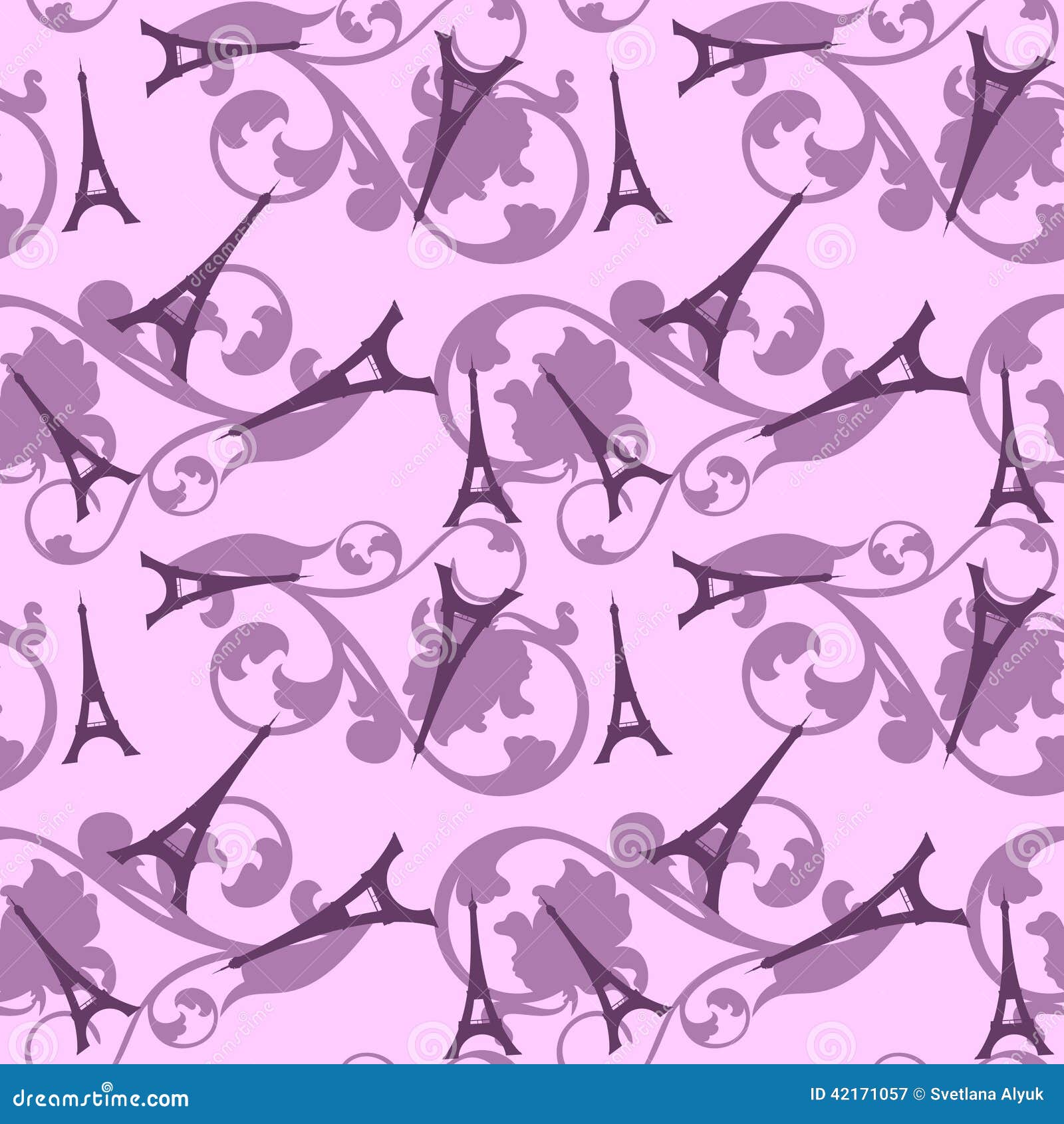 Paris pattern stock vector. Illustration of roses, lilac - 42171057