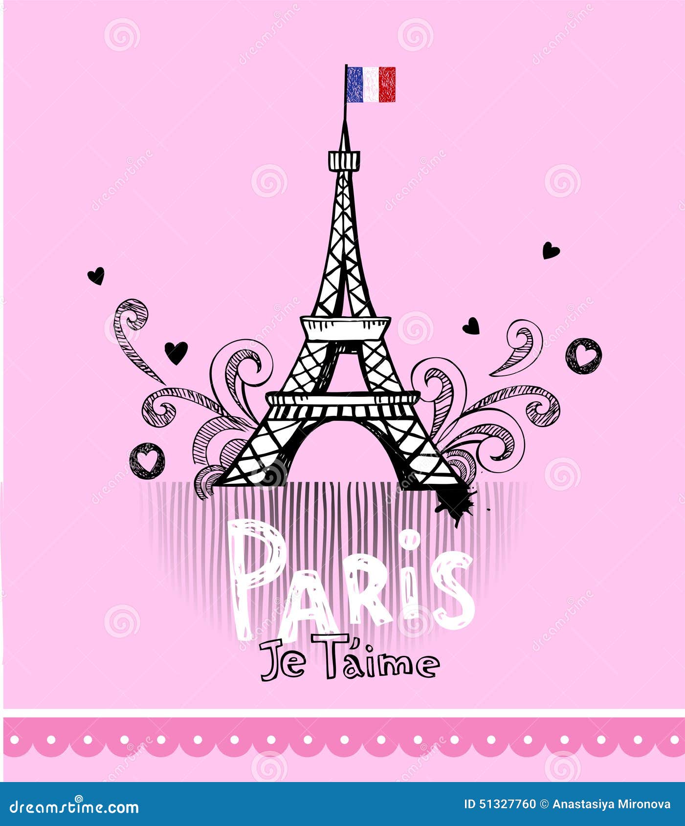 Paris post card stock vector. Illustration of drawn, hipster - 51327760