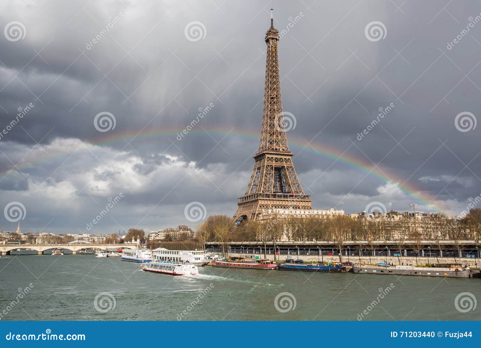 Paris with Rainbow - Skyline Editorial Image - Image of orange, capital ...