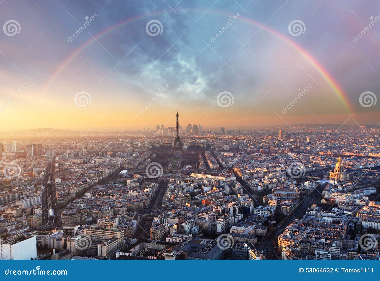 Paris with Rainbow - Skyline Stock Photo - Image of cityscape, capital ...