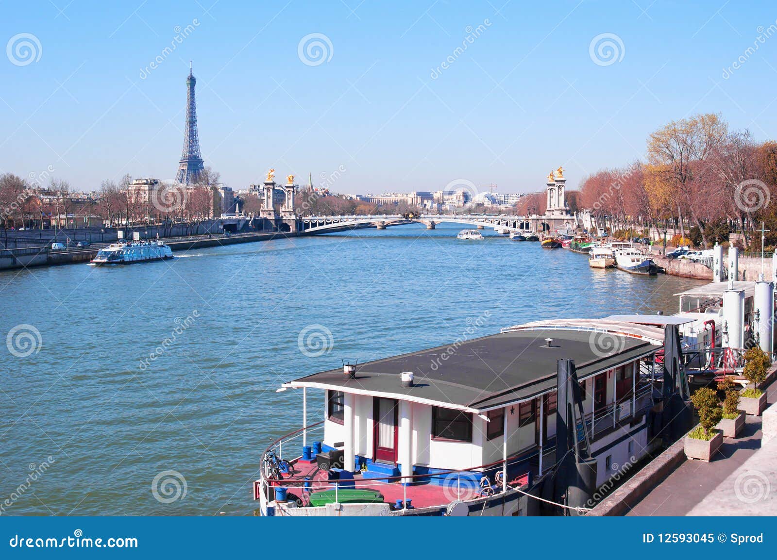 Paris from the river Sena stock image. Image of france - 12593045