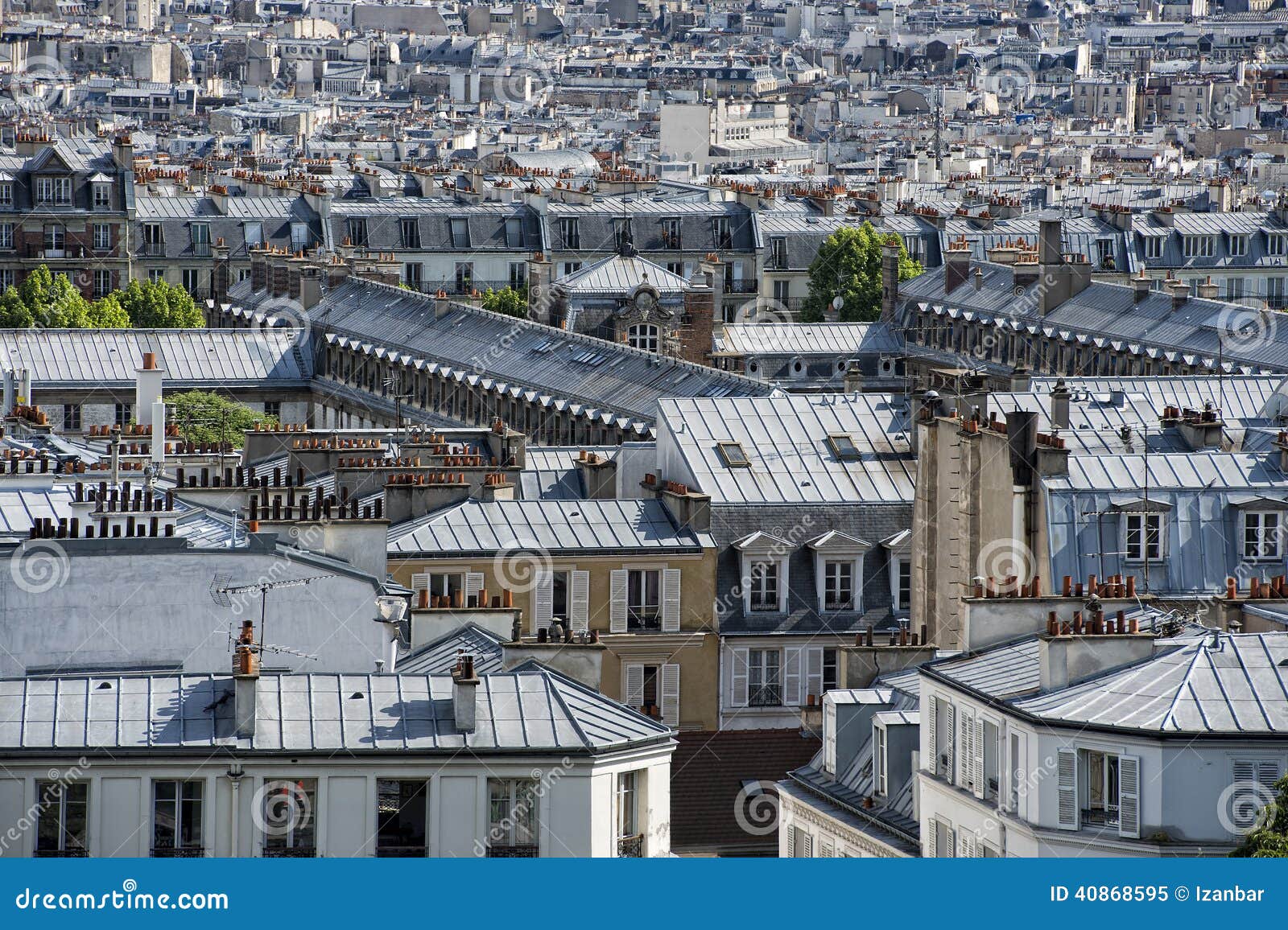 Paris roofs and cityview stock image. Image of facade - 40868595