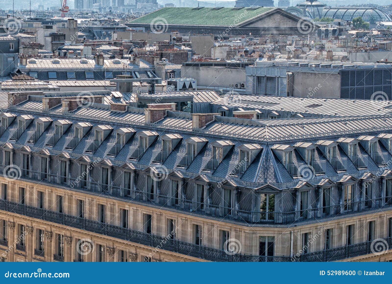 Paris roofs and cityview stock photo. Image of atmosphere - 52989600