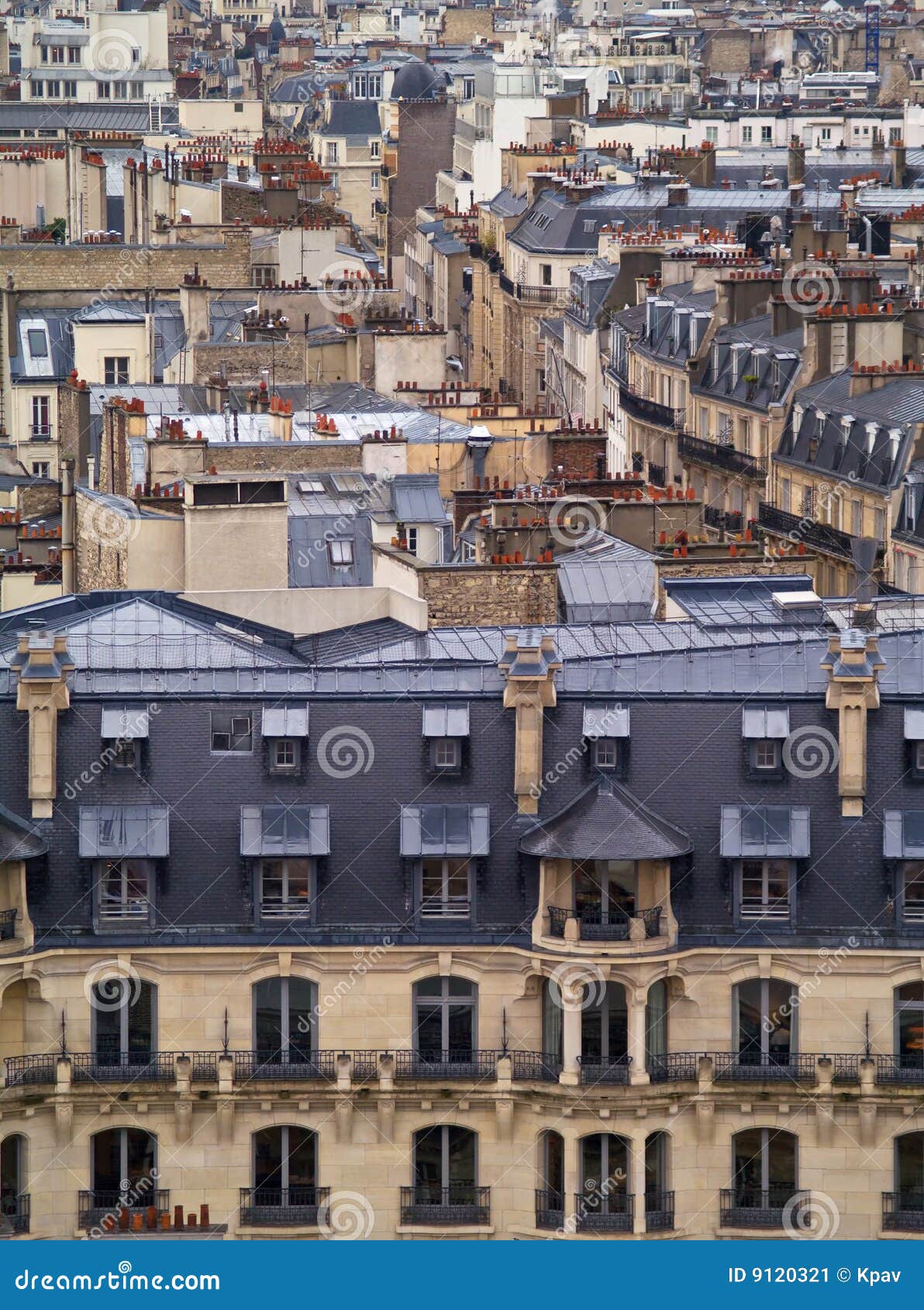 A vieww of Paris rooftops stock image. Image of cityscape - 9120321