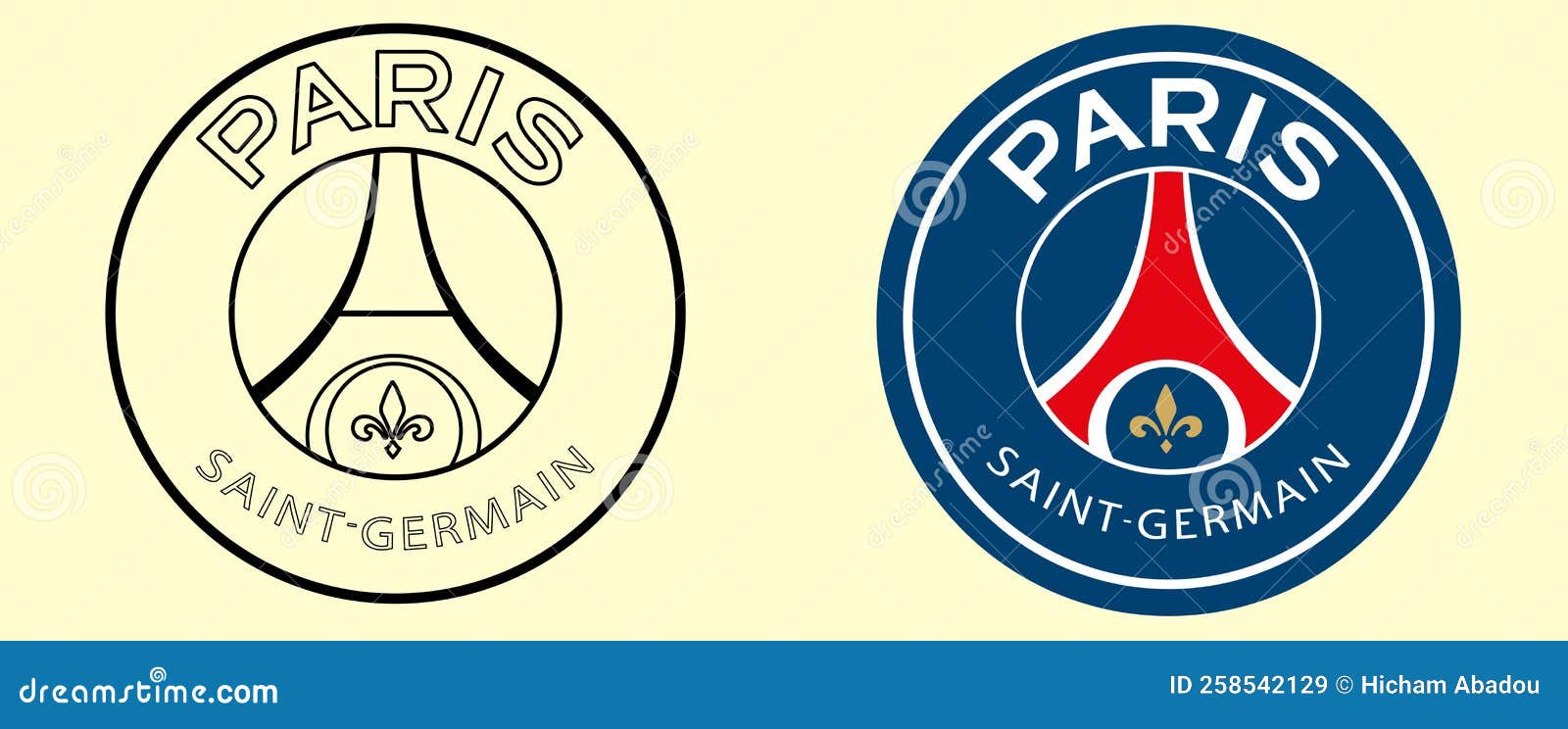 PSG Paris Saint Germain FC Logo With White Background Cartoon Vector ...
