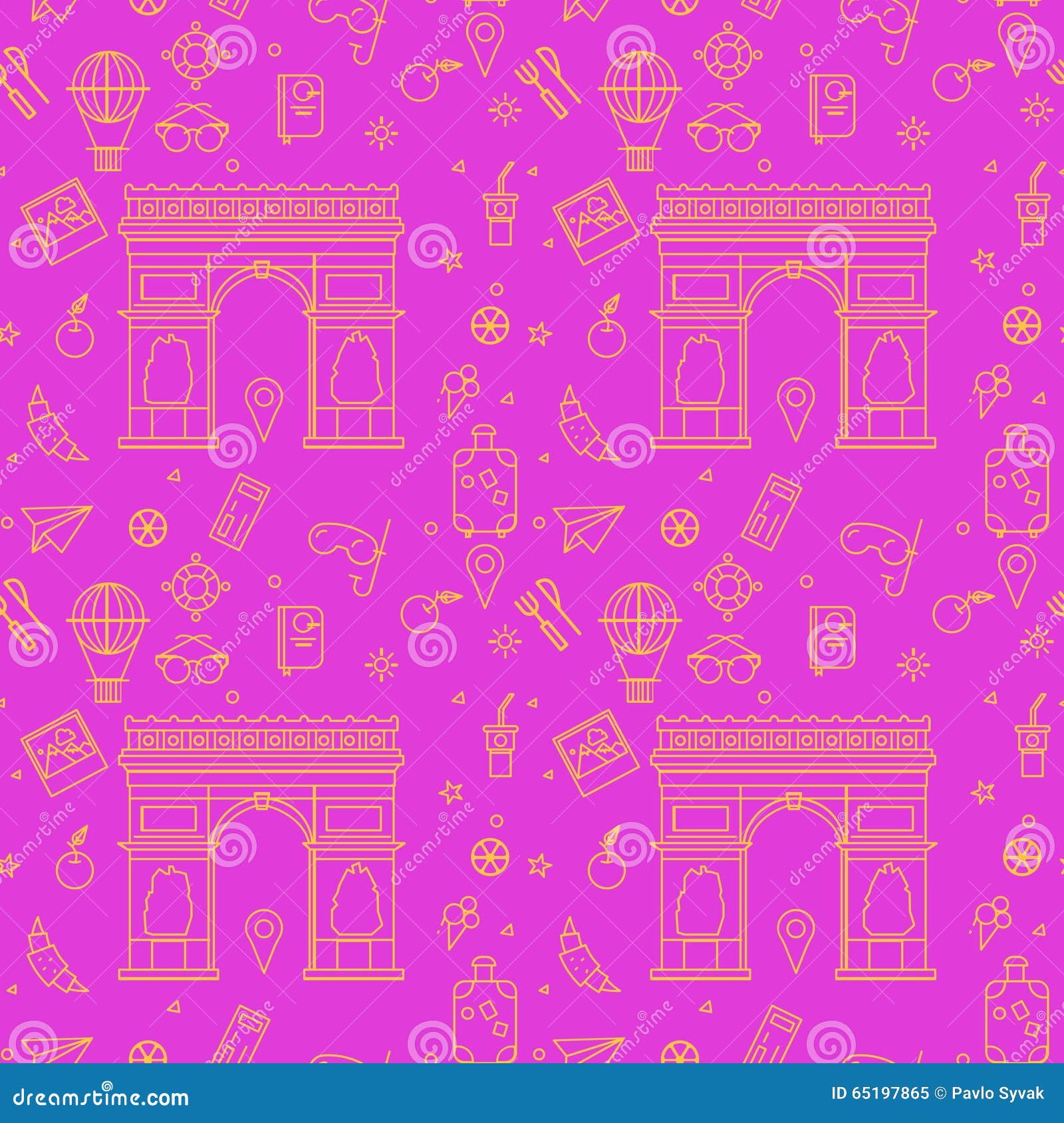 Paris Seamless Pattern stock vector. Illustration of tour - 65197865