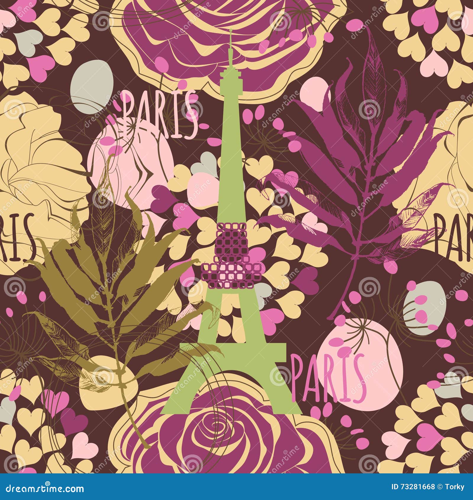 Paris seamless pattern stock vector. Illustration of ornament - 73281668