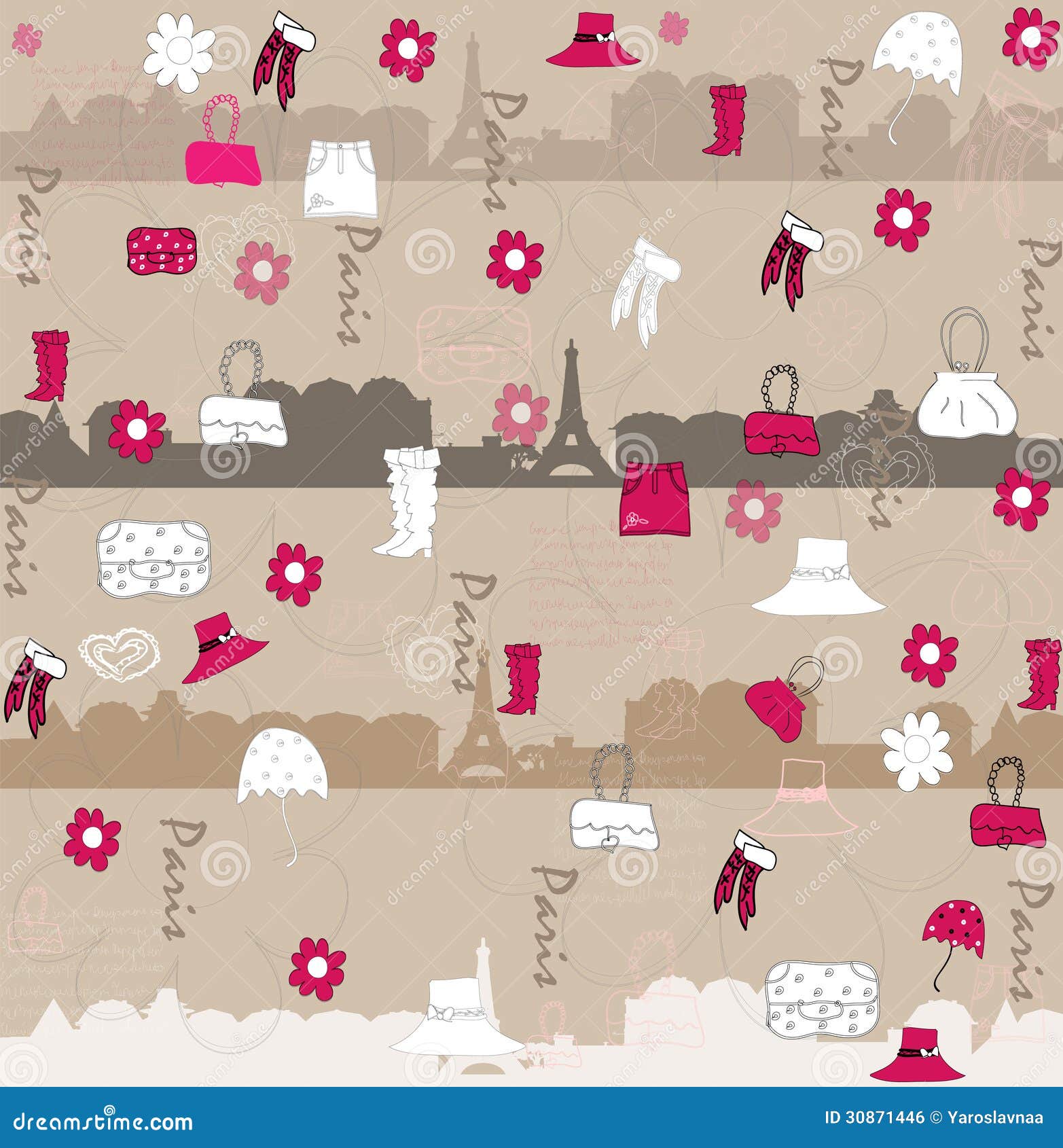 Paris Seamless Pattern Vector Stock Vector - Illustration of femininity ...