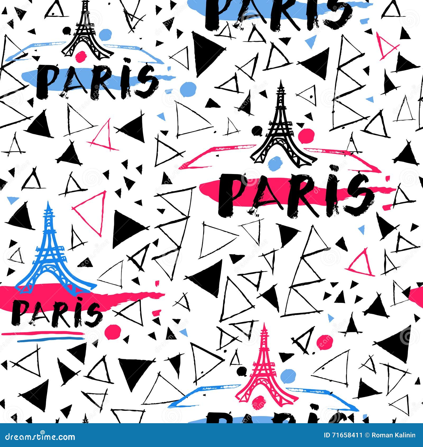 Paris Seamless Pattern Watercolor. Stock Vector - Illustration of ...
