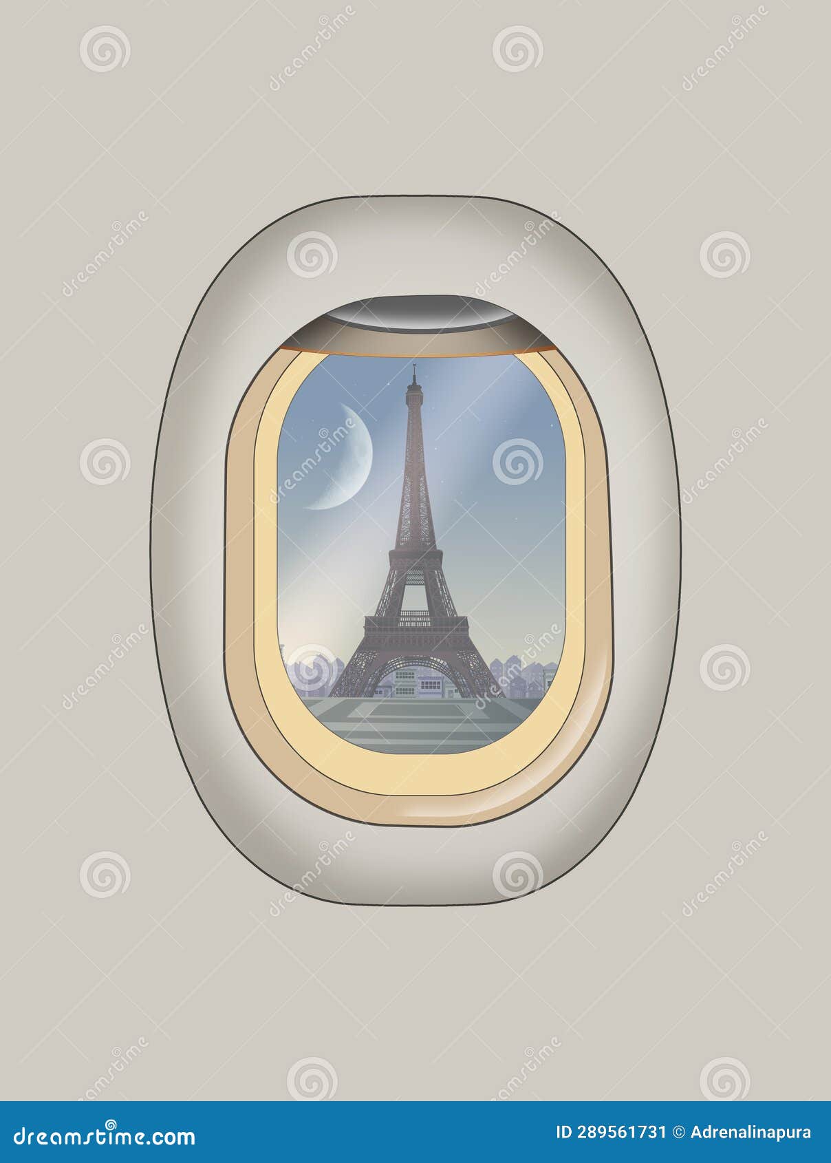 Paris Seen from the Airplane Window Stock Illustration - Illustration ...