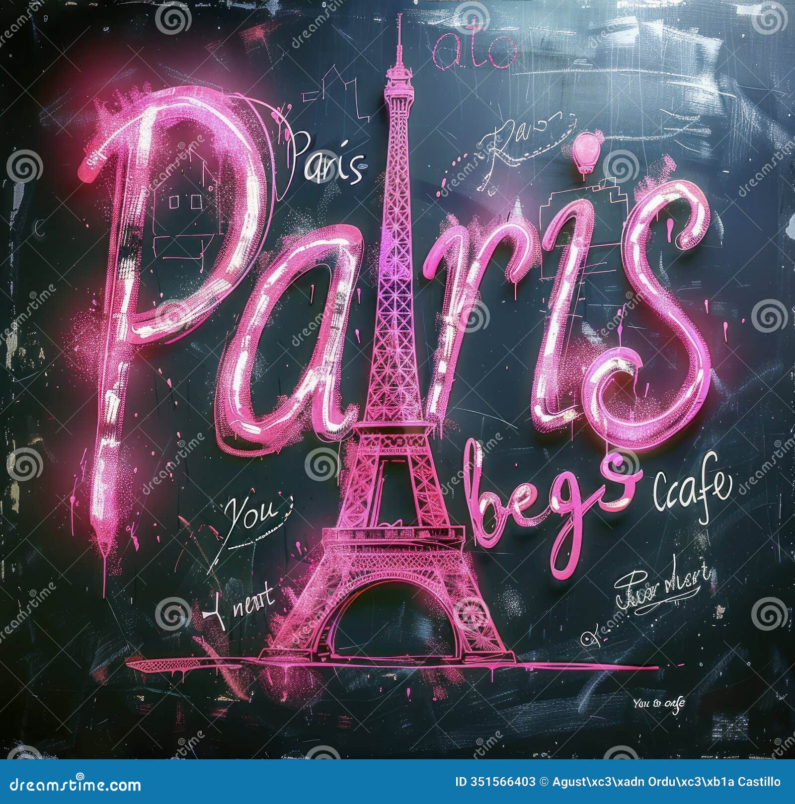 Paris Sign with Eiffel Tower Illustration Stock Illustration ...