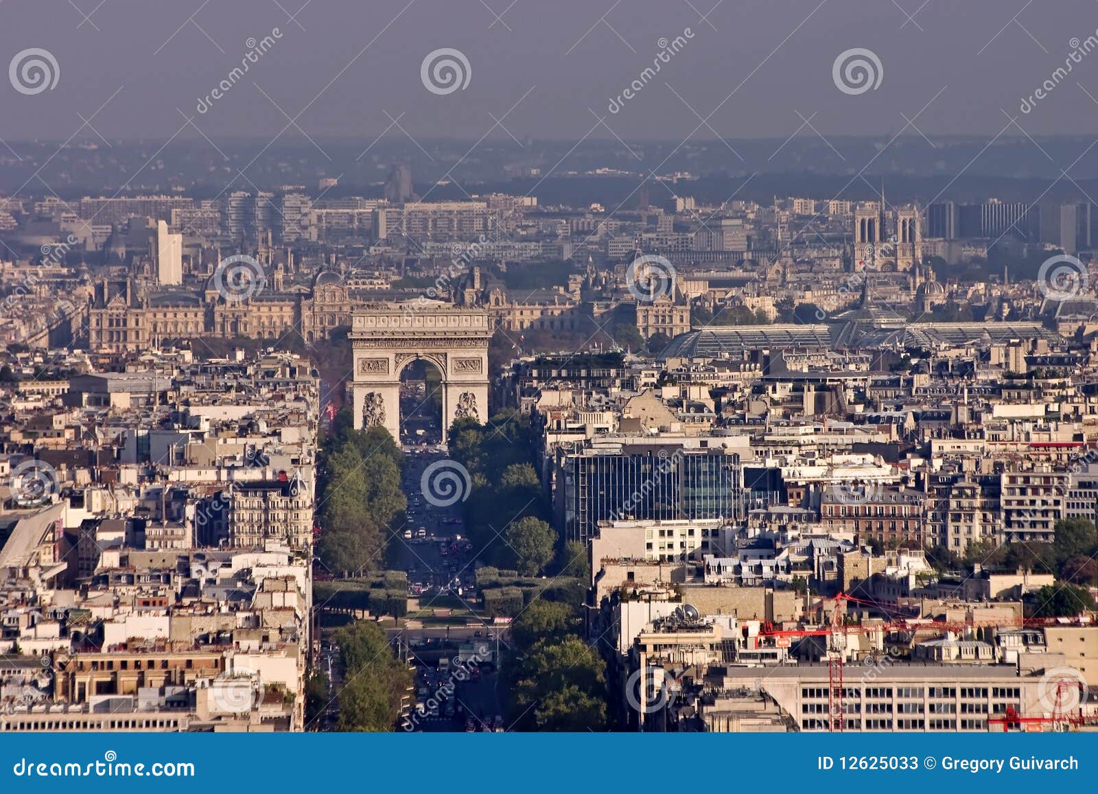 Paris from the sky stock image. Image of blue, roofs - 12625033