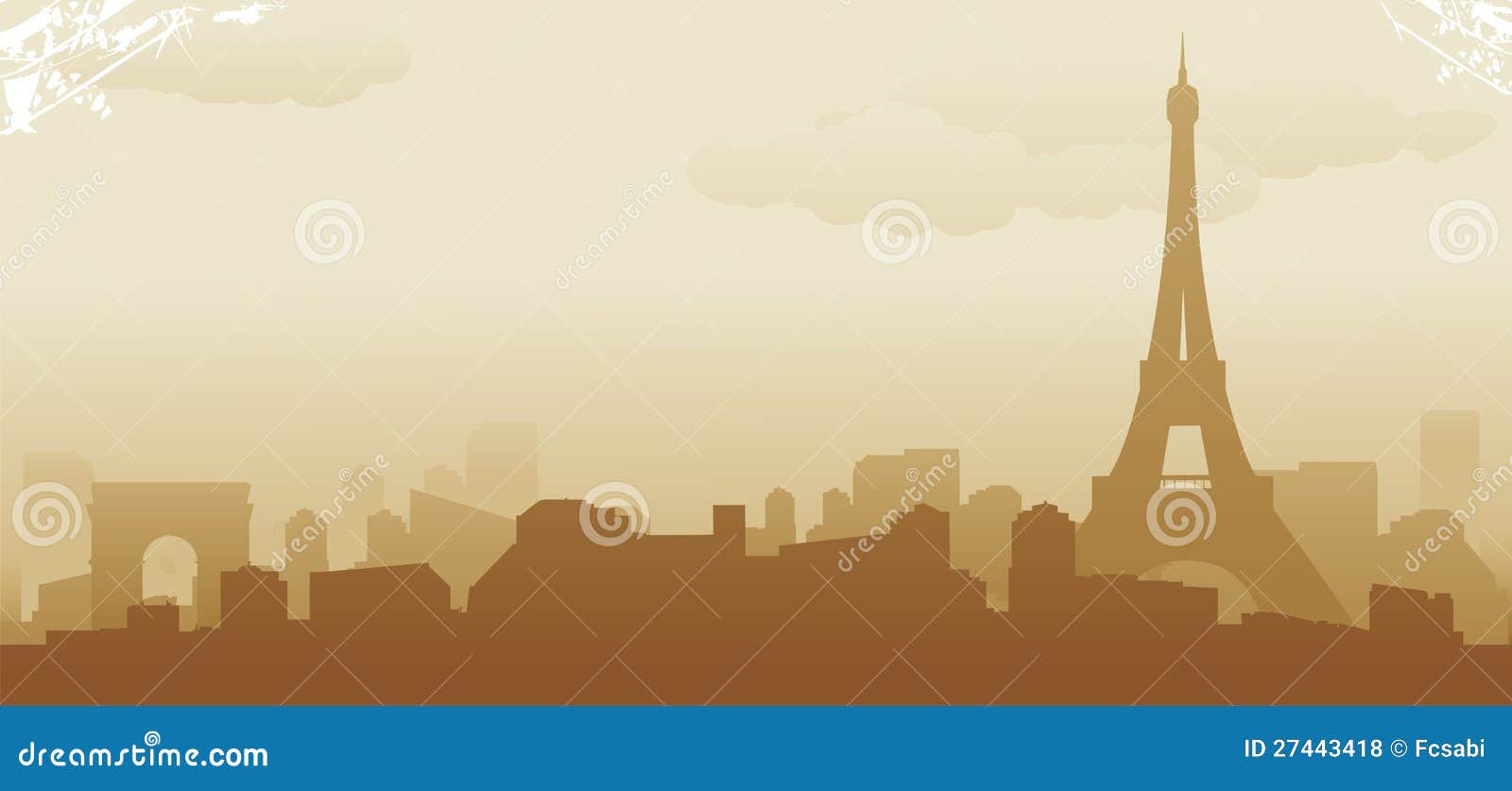 Paris Skyline With Monuments Cartoon Vector | CartoonDealer.com #7640411