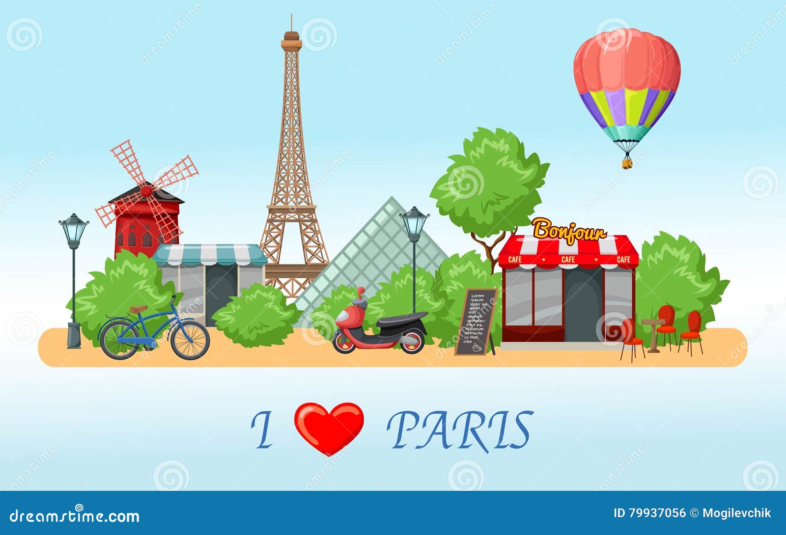 Paris Skyline Composition stock vector. Illustration of architecture ...