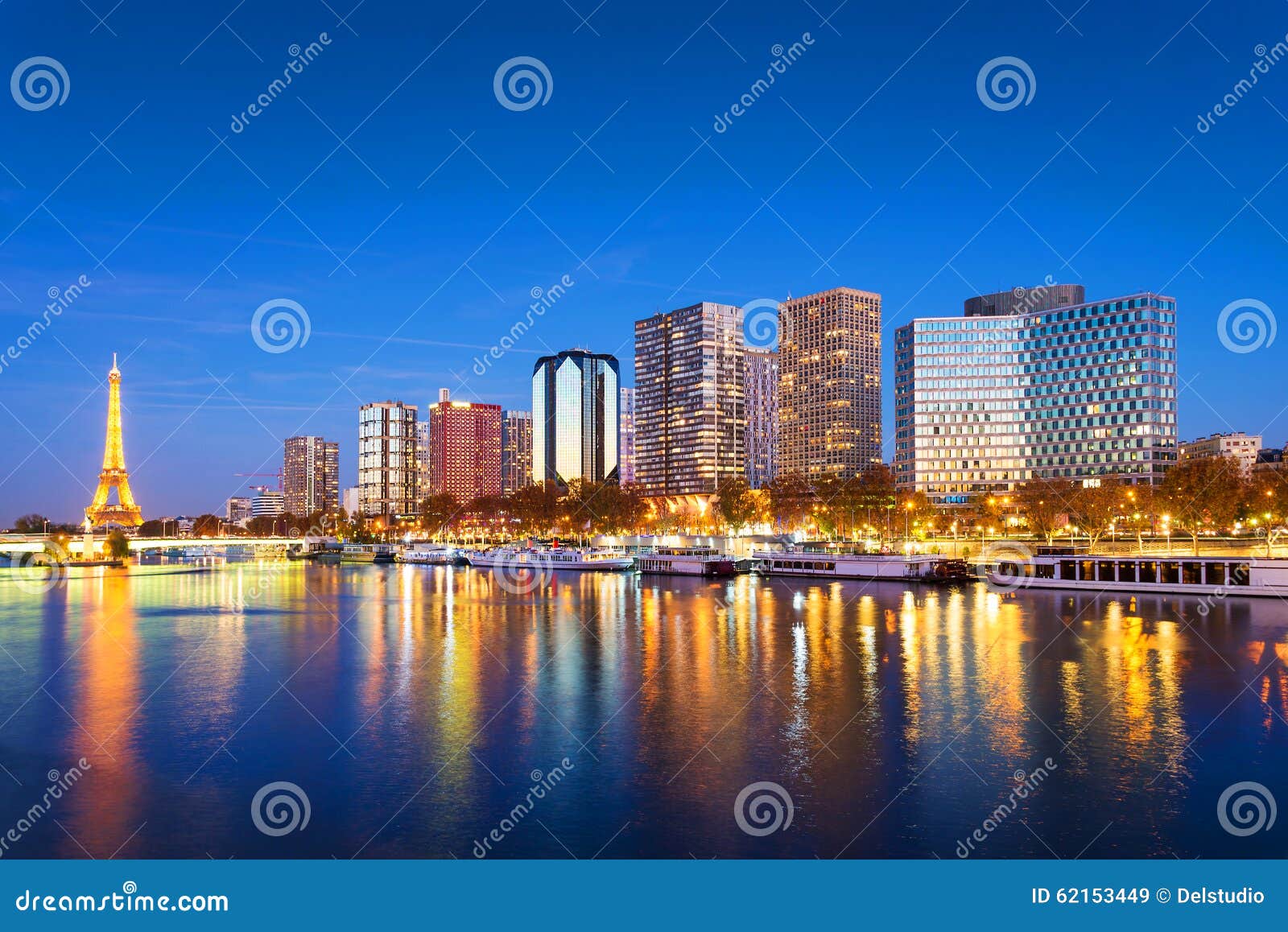 Paris Skyline At Night In France Editorial Image | CartoonDealer.com ...