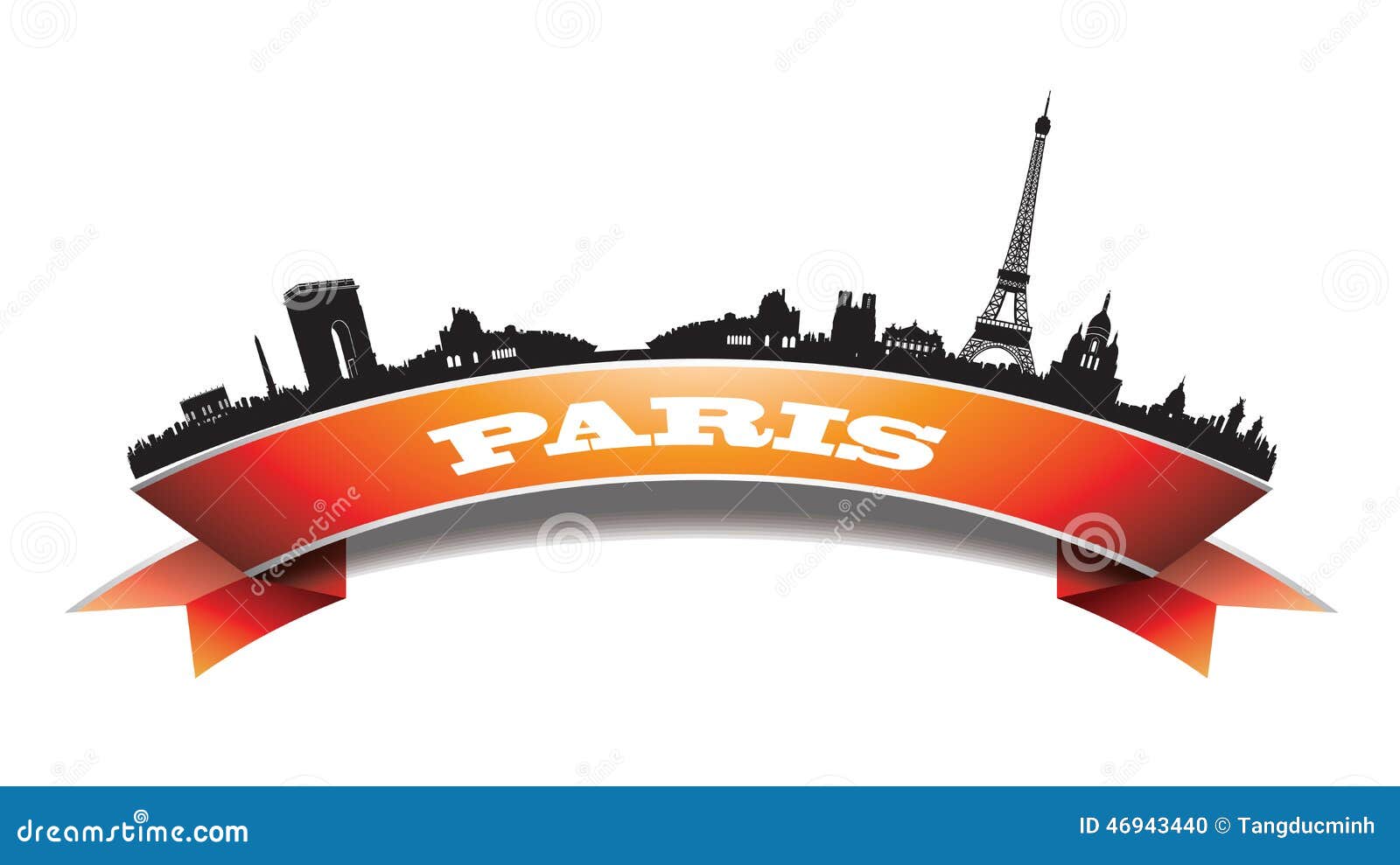 Paris Skyline Silhouette Banner Stock Vector - Illustration of building ...