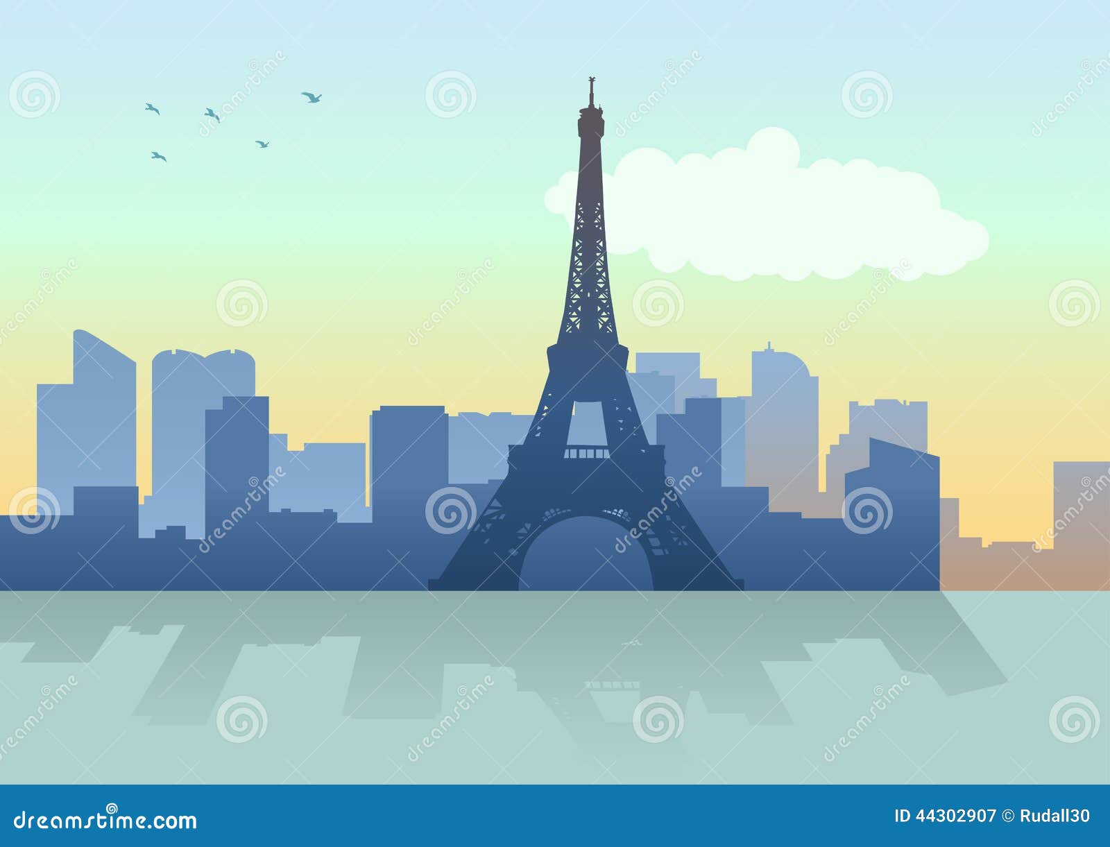 Paris Skyline With Monuments Cartoon Vector | CartoonDealer.com #7640411