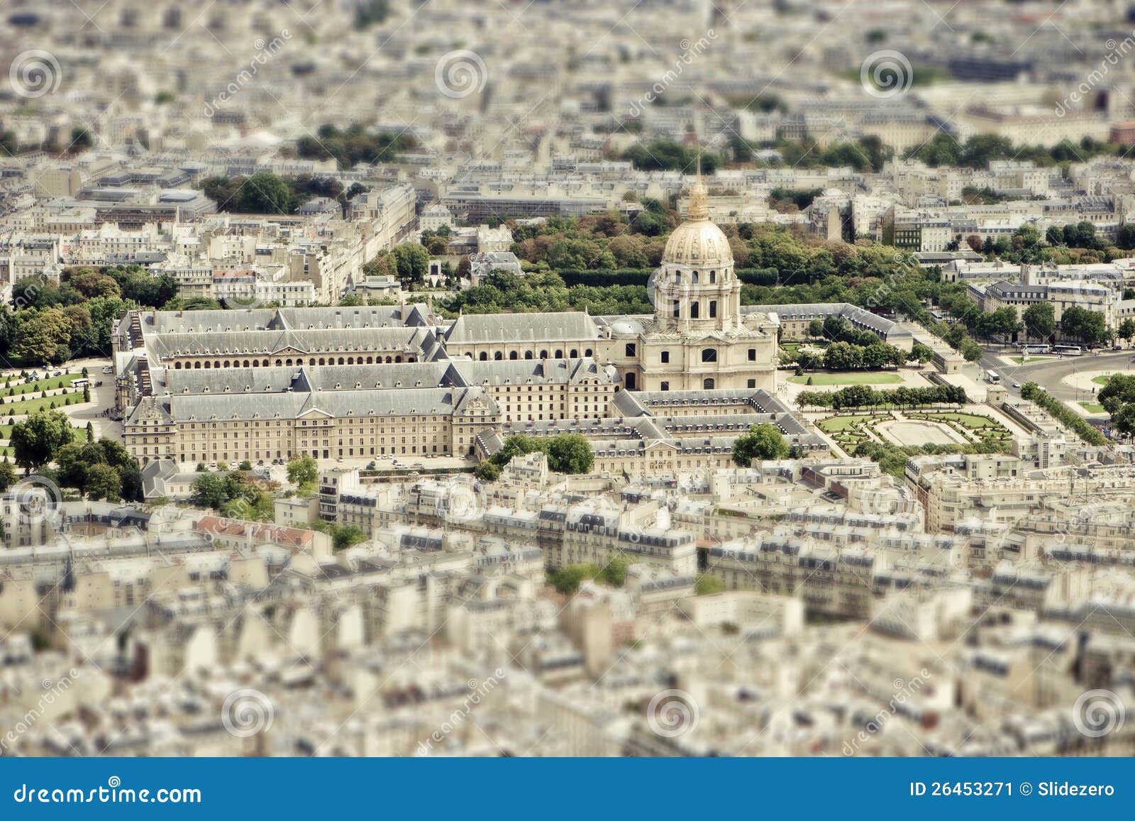 Paris Skyline with Tilt Shift Effect Stock Image - Image of center ...