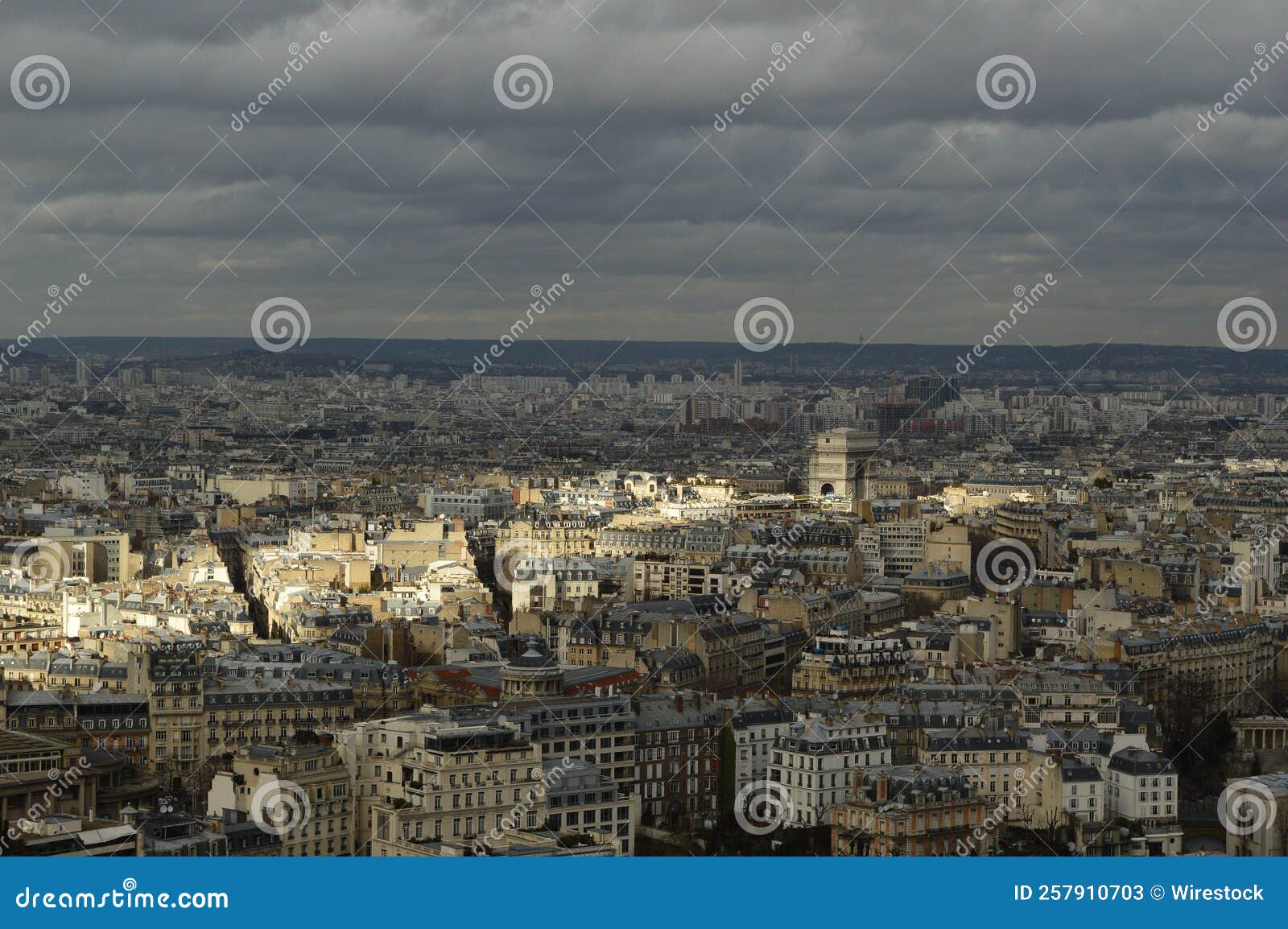 Paris Skyline View from Eiffel Tower Stock Image - Image of destination ...