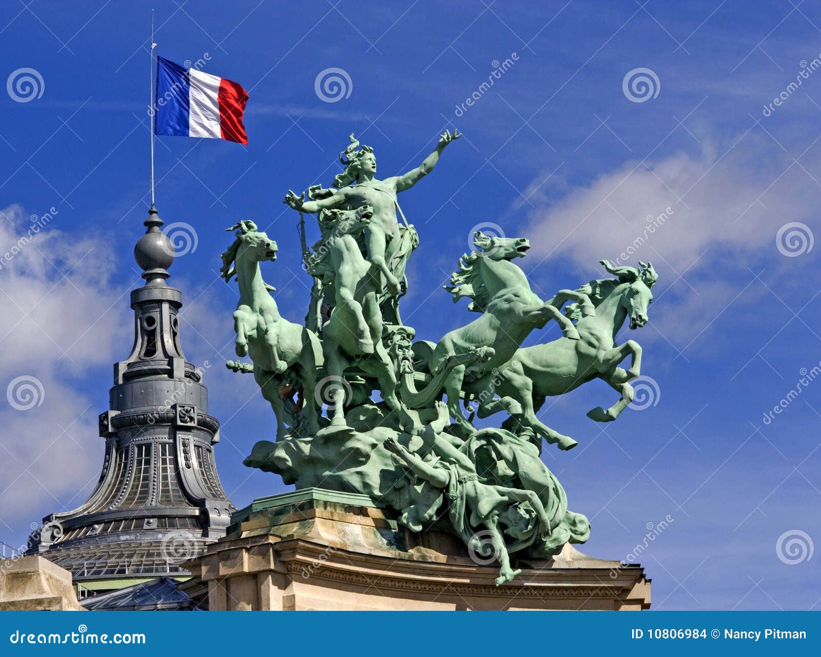 Paris Statue stock photo. Image of flag, paris, statue - 10806984