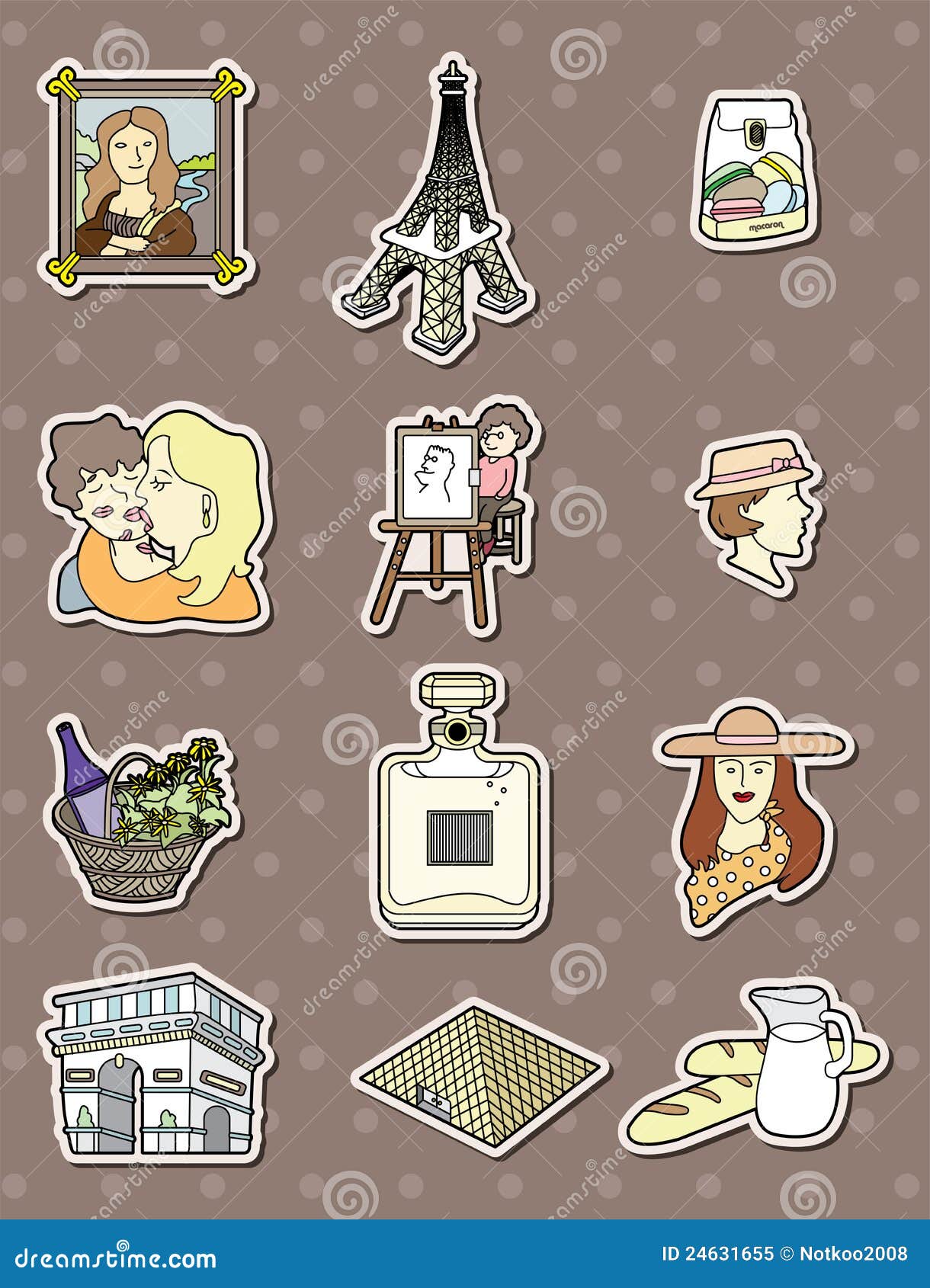 Paris stickers stock vector. Illustration of boulangerie - 24631655