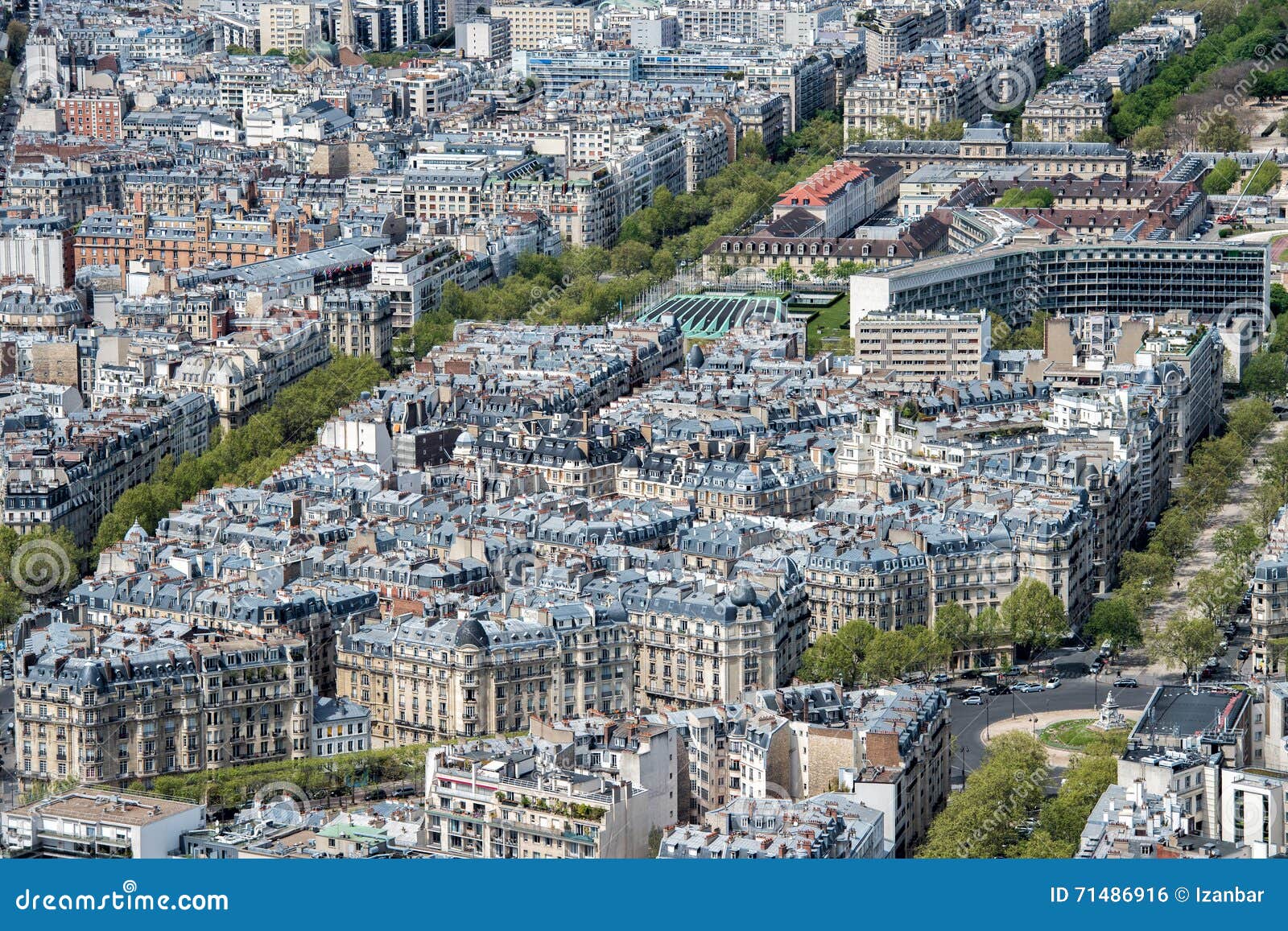 Paris Sunny Blue Sky Aerial View Stock Photo - Image of skyline ...