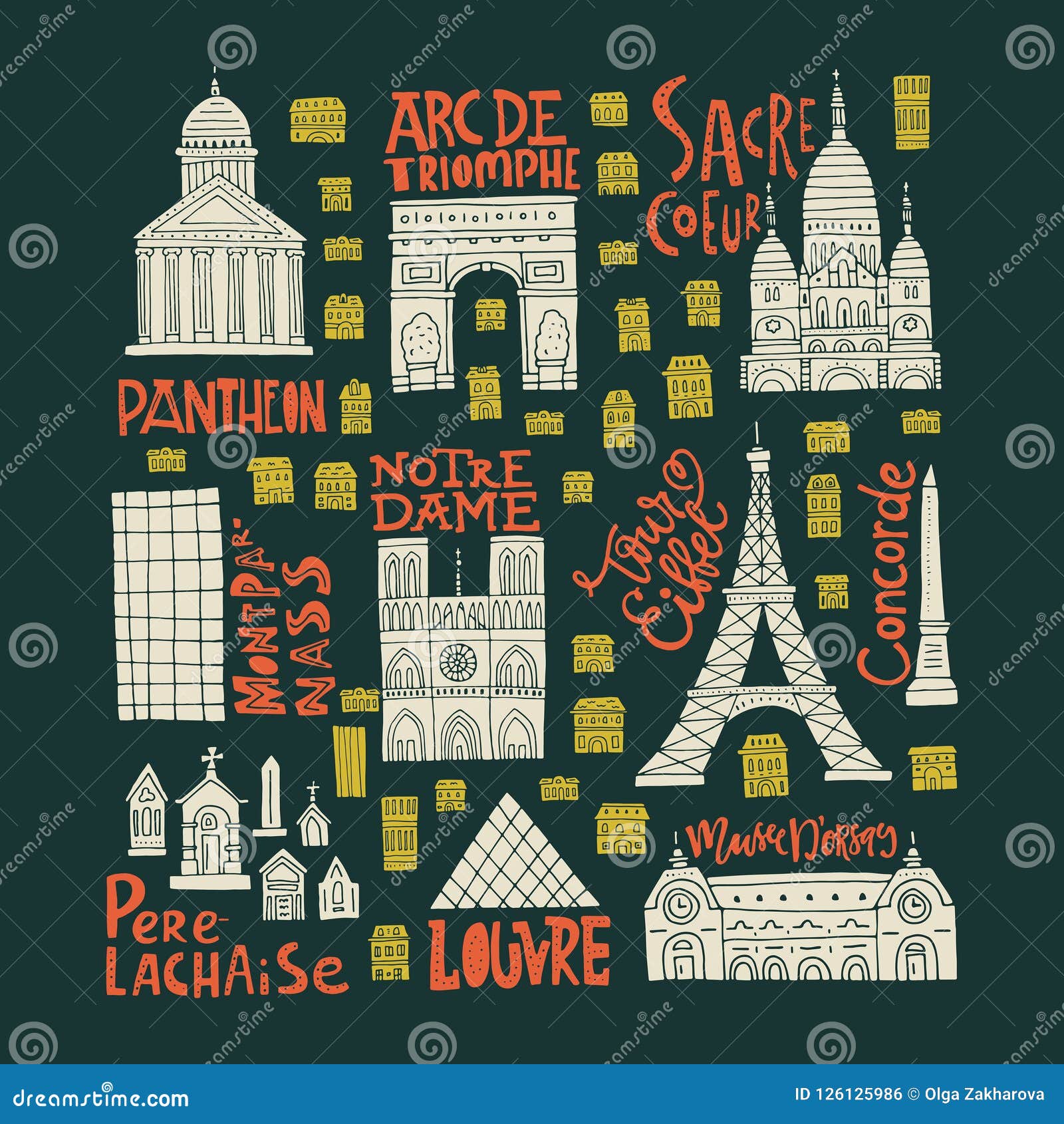 Paris-Symbole Clipart vektor abbildung. Illustration von beschriftung ...