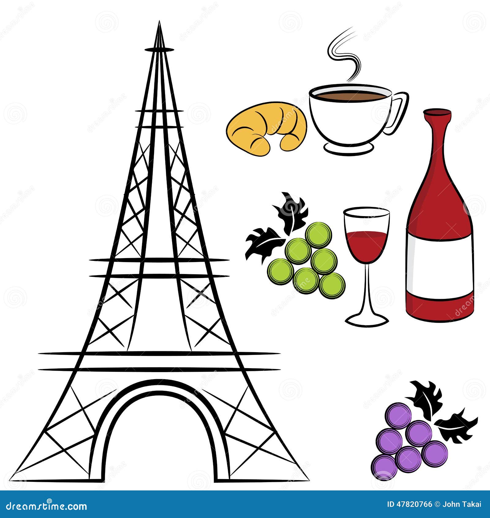 Paris Symbols stock vector. Illustration of symbols, grapes - 47820766