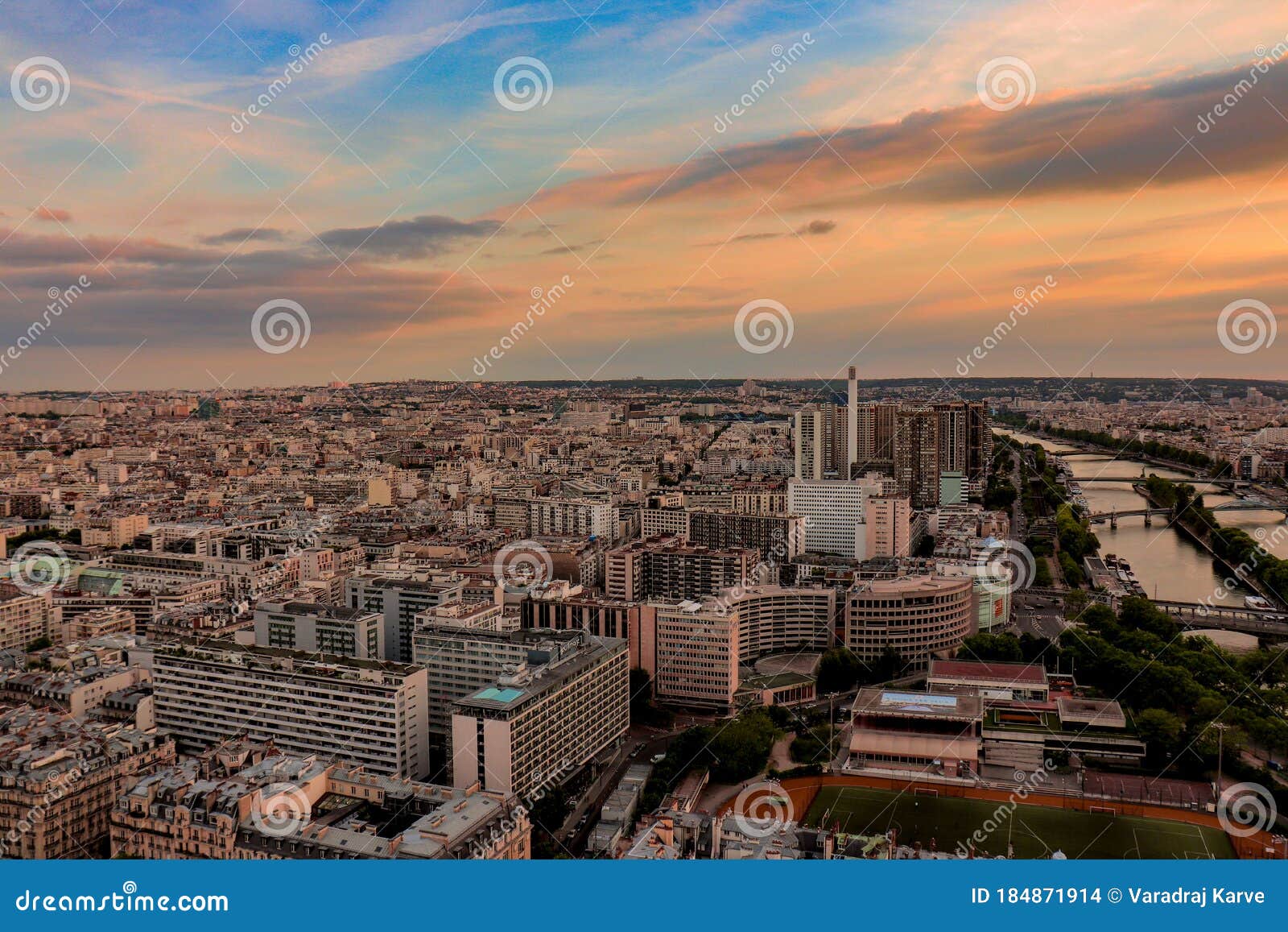 Paris Top View , during Golden Sunset . Editorial Stock Image - Image ...