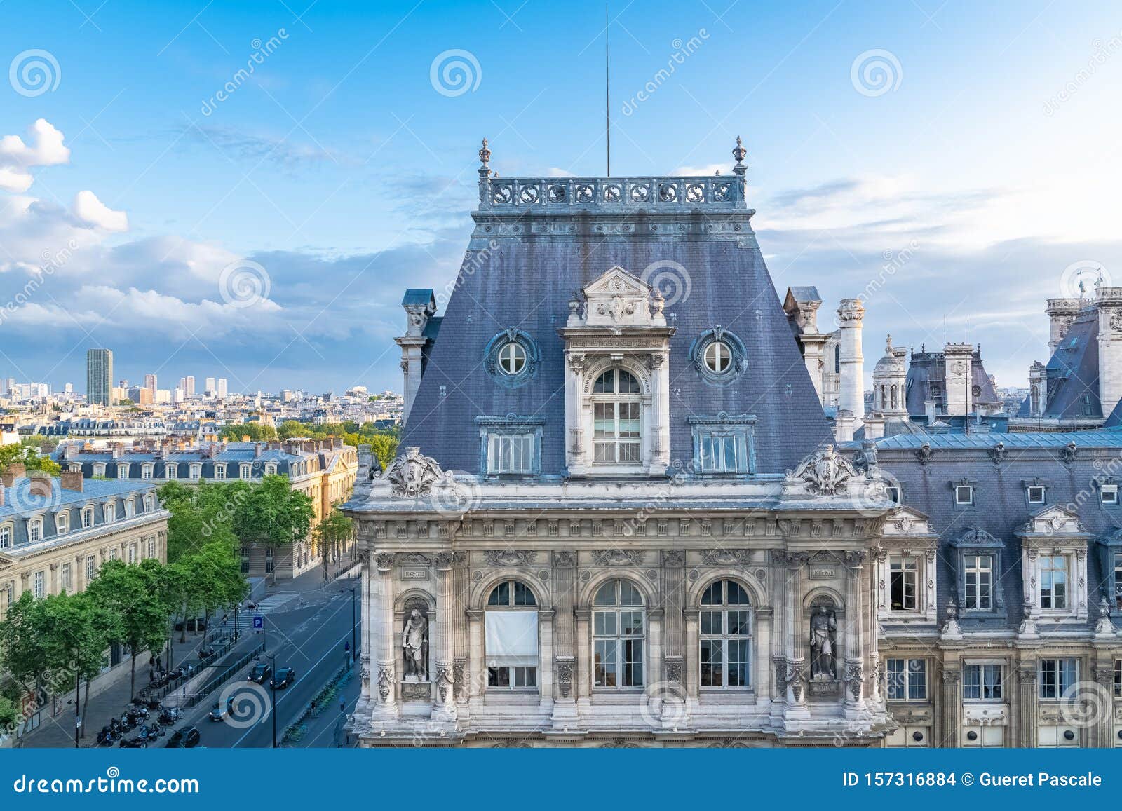 Paris, of the town hall stock photo. Image of exterior - 157316884