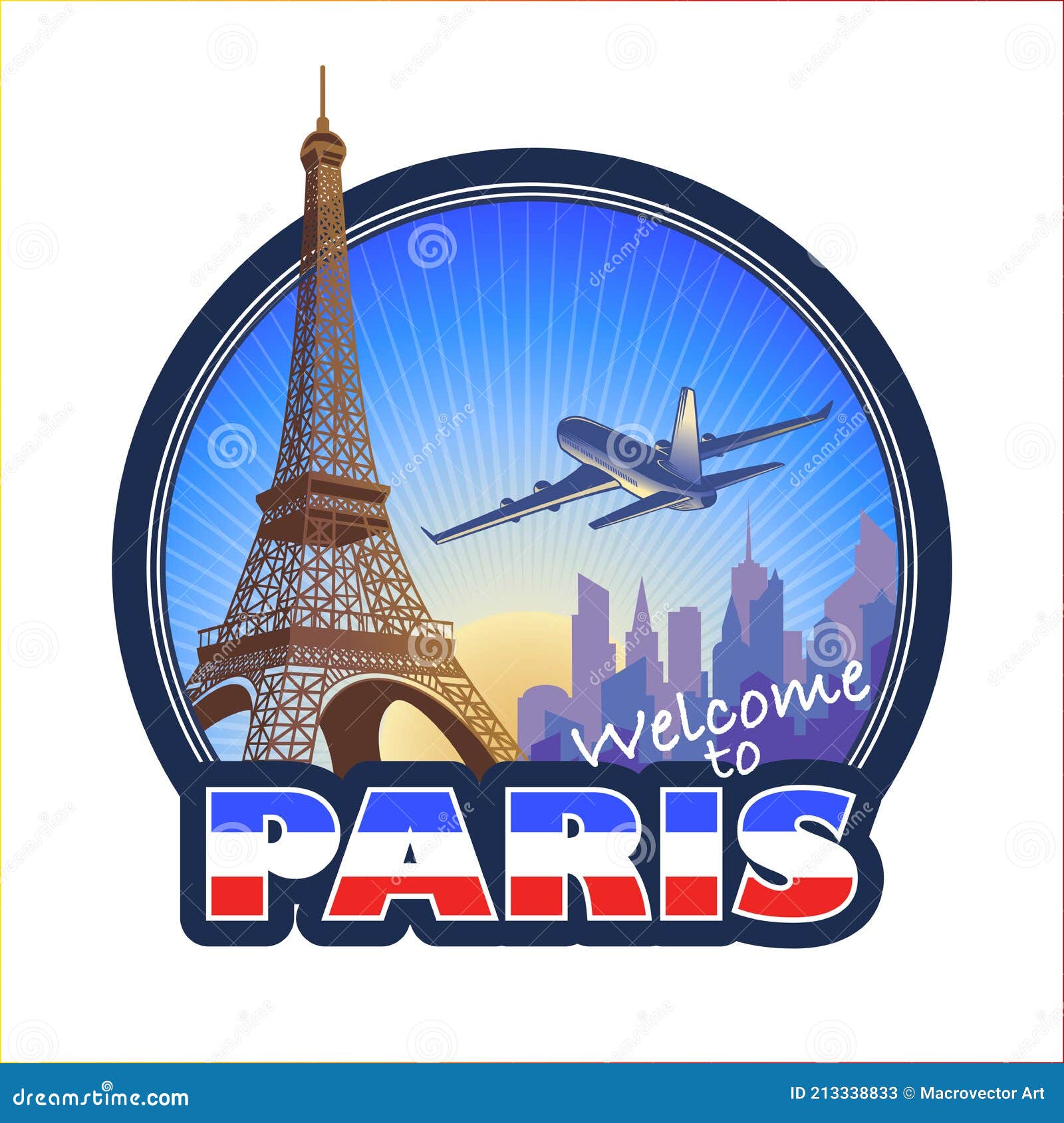 Paris travel emblem stock vector. Illustration of beautiful - 213338833