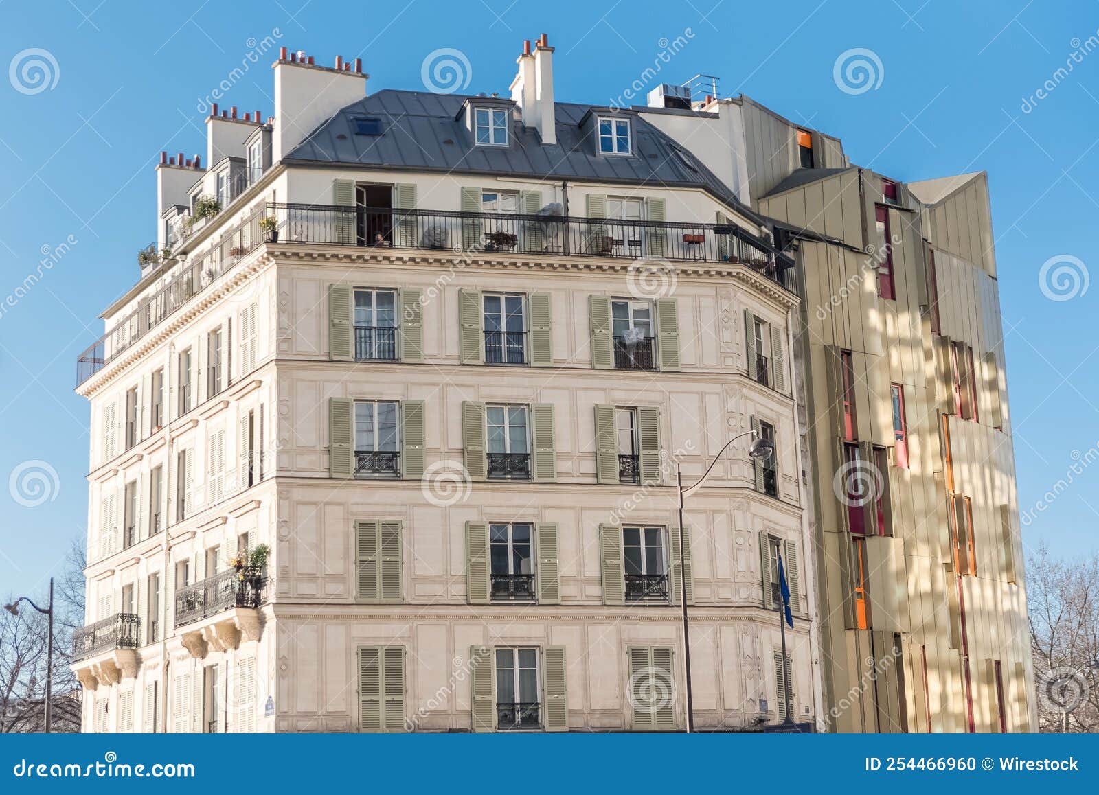 Paris, typical facade stock photo. Image of heritage - 254466960