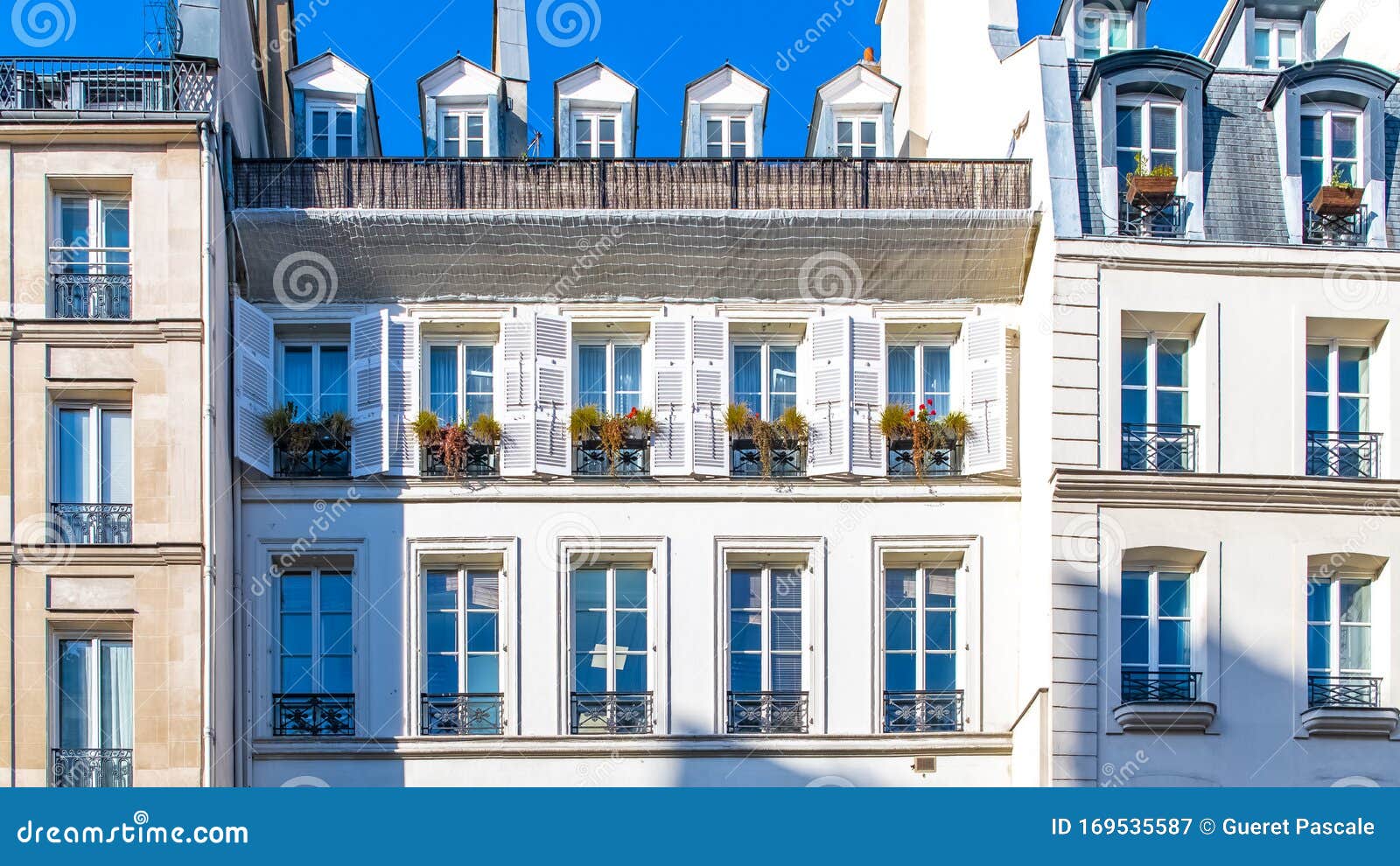 Paris, typical facade stock image. Image of cityscape - 169535587