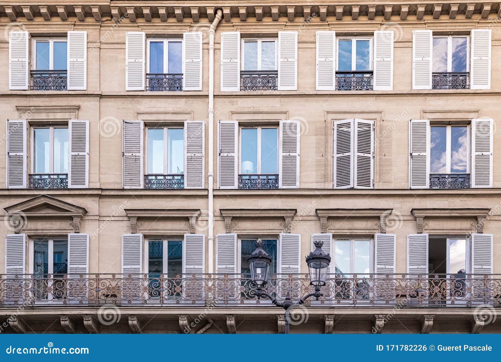 Paris, Typical Facade and Windows Stock Photo - Image of exterior ...