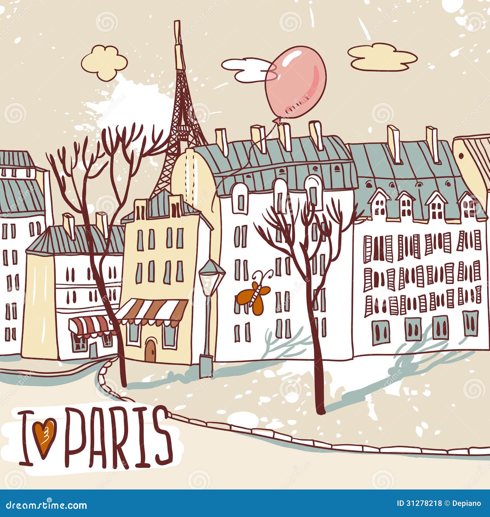 Paris urban sketch stock vector. Illustration of eiffel - 31278218