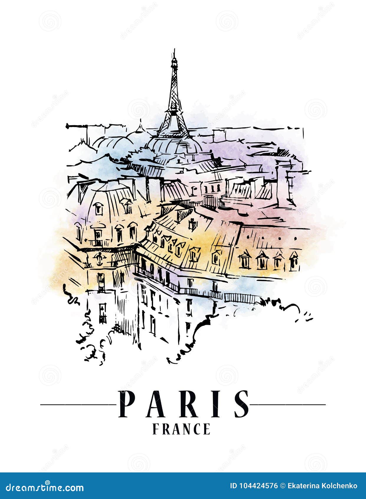 Paris vector illustration. stock vector. Illustration of postcard ...