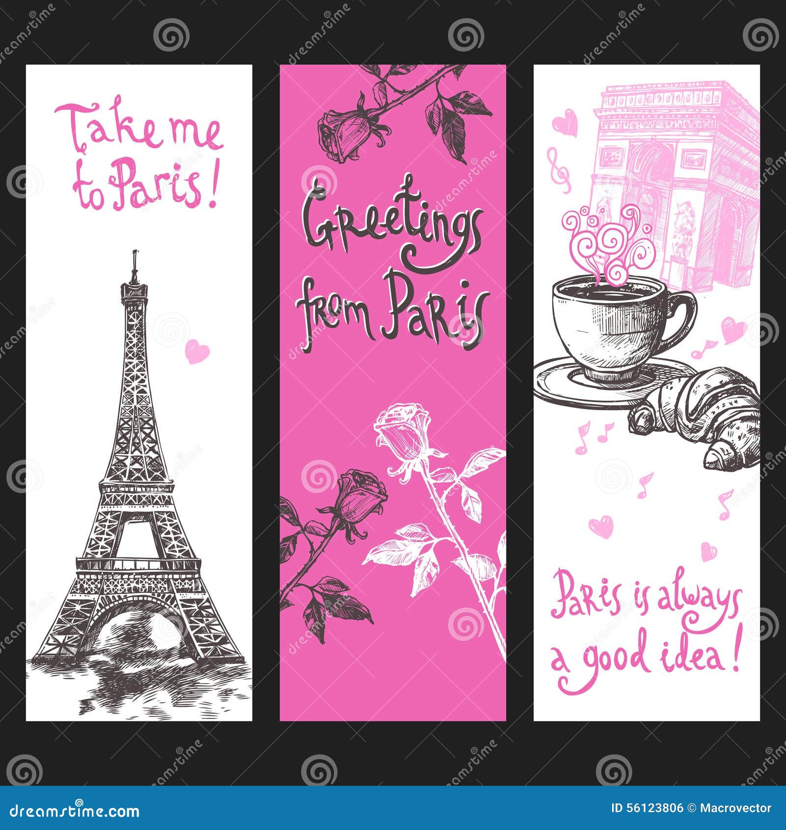 Paris Vertical Banner Set stock vector. Illustration of background ...