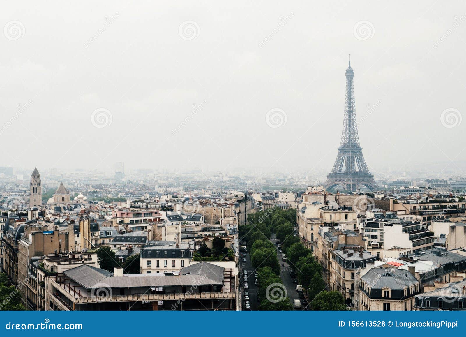 Paris View with Eiffel Tower in a Foggy Day. Misty Romantic Cityscape ... Paris View with Eiffel Tower in a Foggy Day. Misty Romantic Cityscape ...