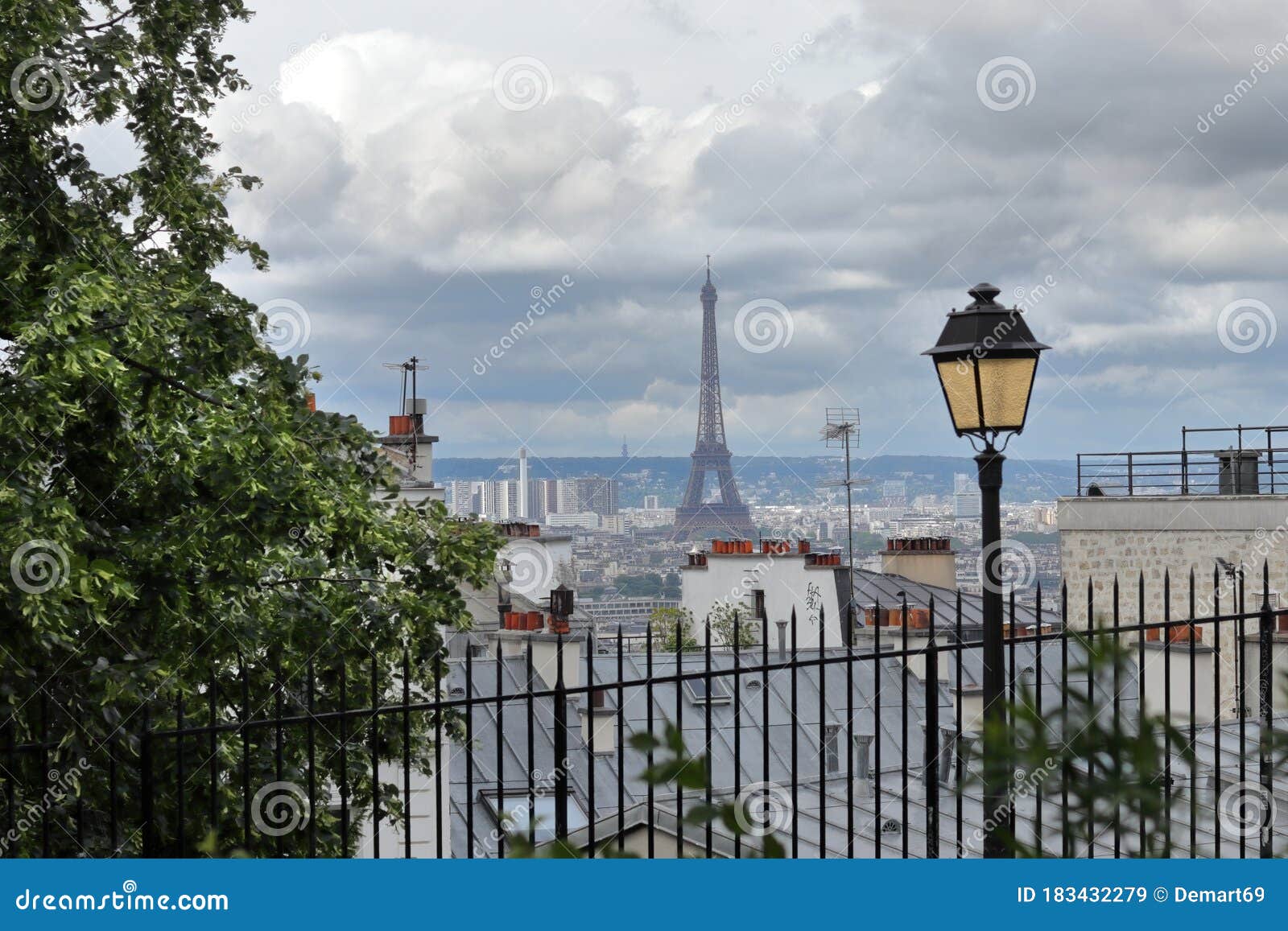 Paris view from Montmartre stock image. Image of french - 183432279