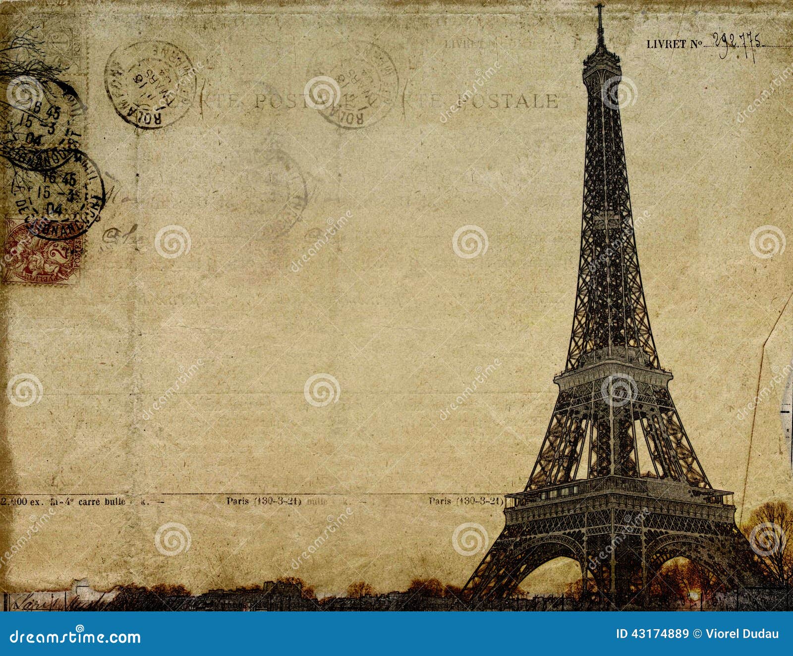 Paris vintage postcard stock illustration. Illustration of attraction ...