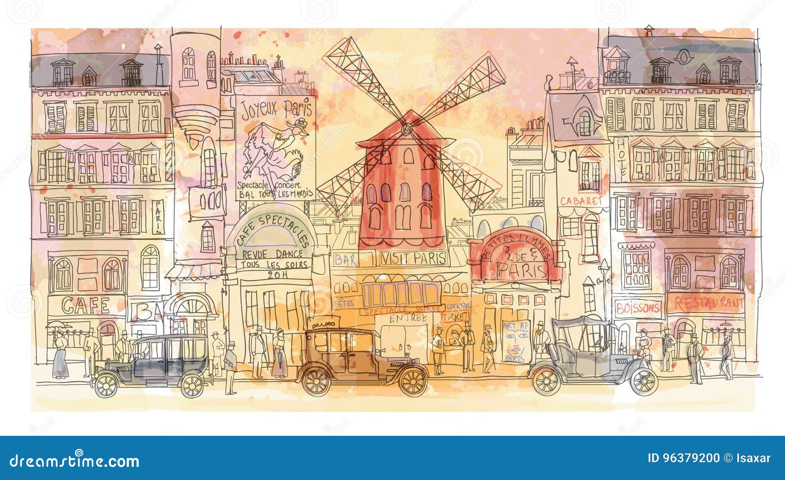 Moulin Rouge Illustration Cartoon Vector | CartoonDealer.com #62352869