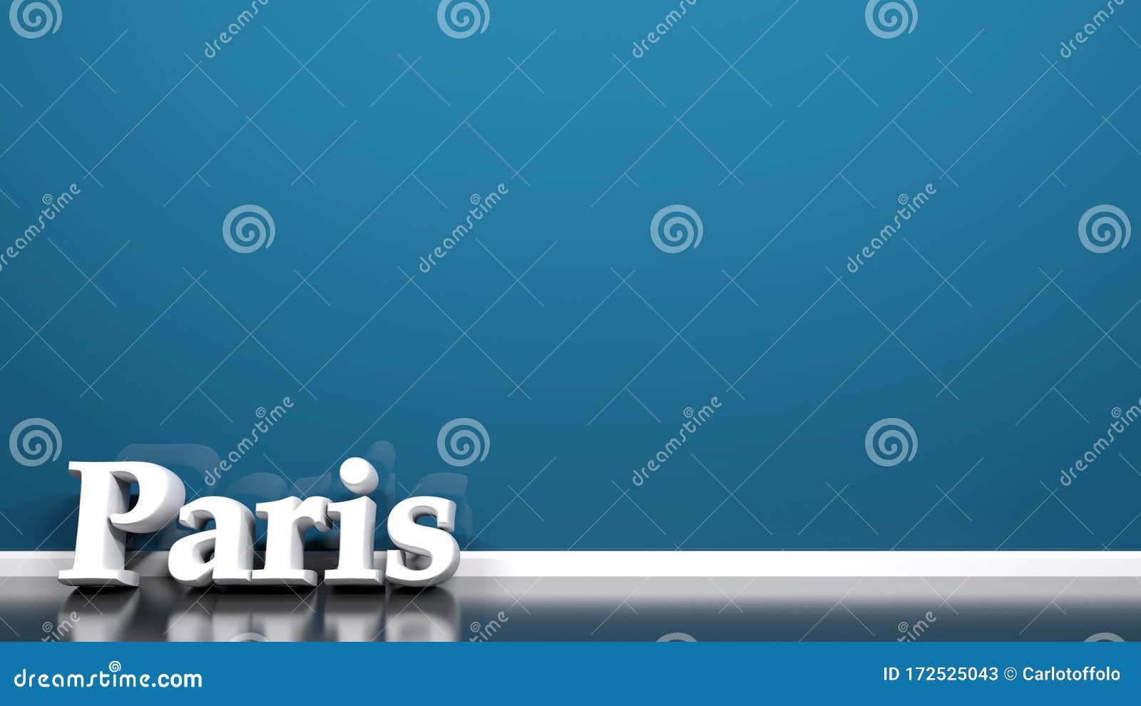 Paris Write at Blue Wall - 3D Rendering Illustration Stock Illustration ...