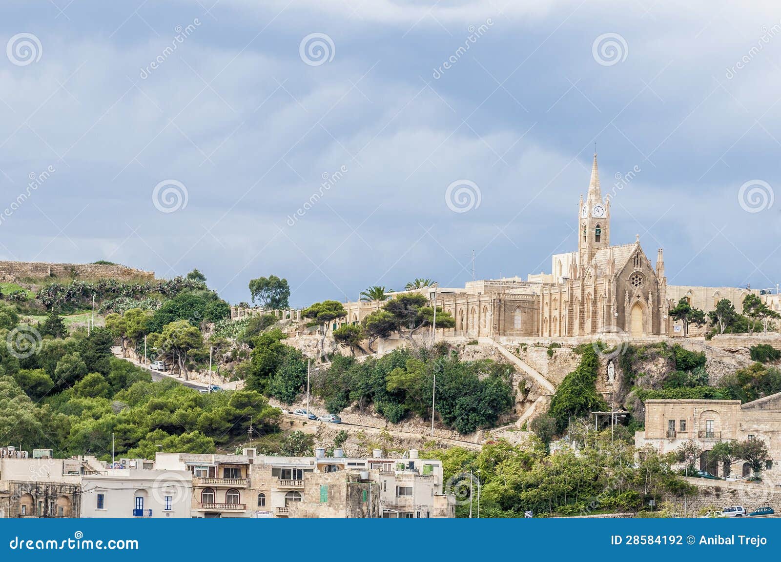 Parish Church in Mgarr, Malta Stock Photo - Image of europe, european ...