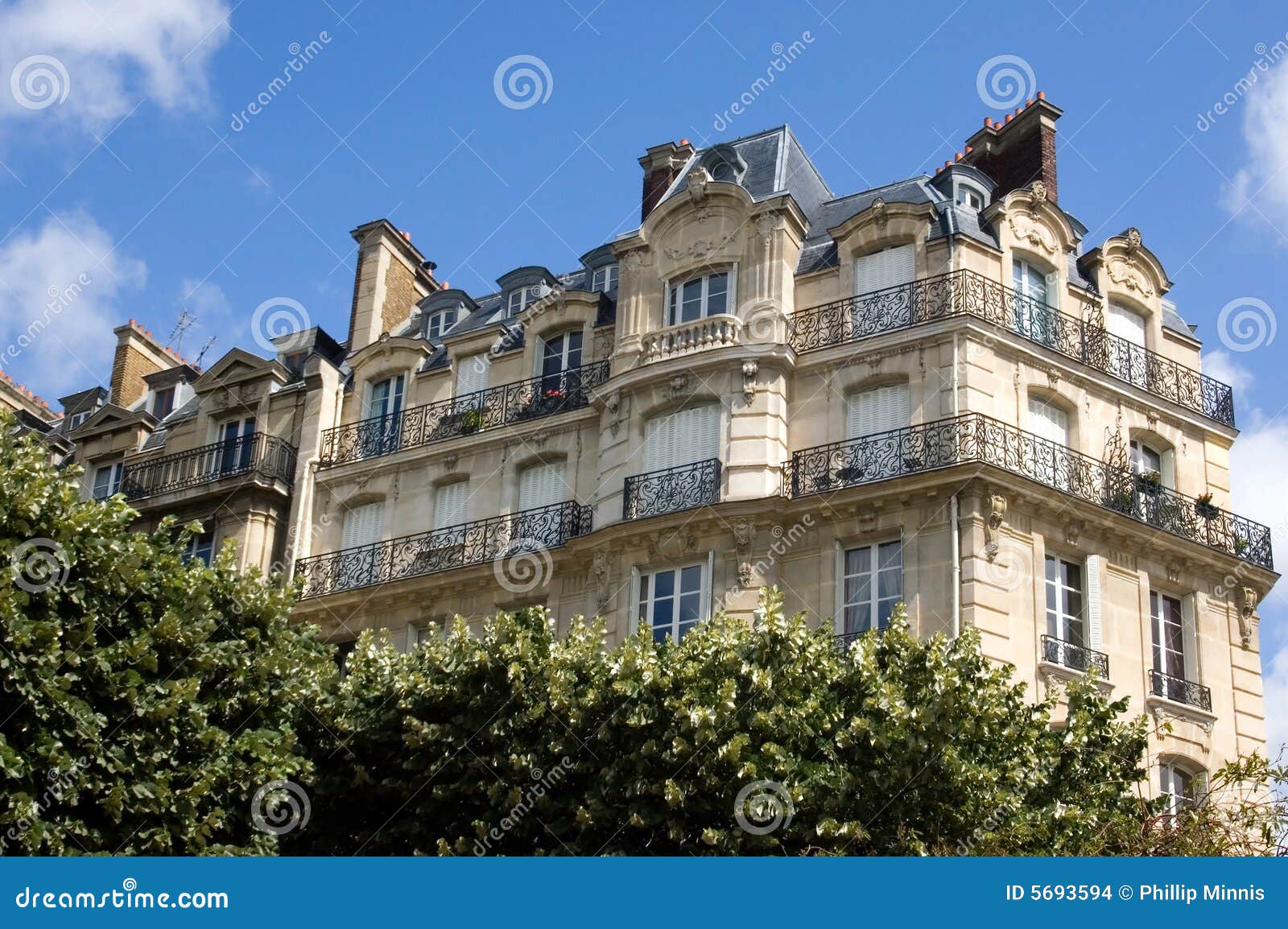 Parisian Apartment stock photo. Image of chimneys, hedge - 5693594