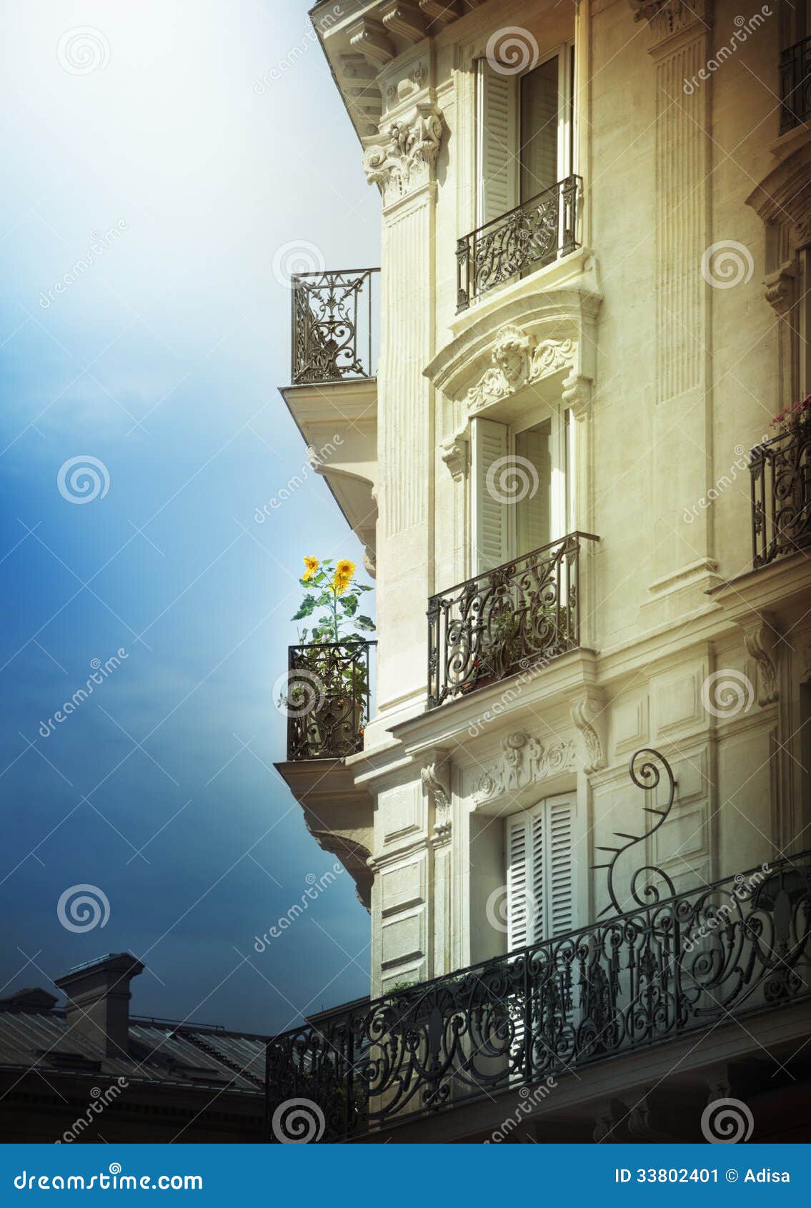 Parisian balconies stock image. Image of facade, ornamental - 33802401