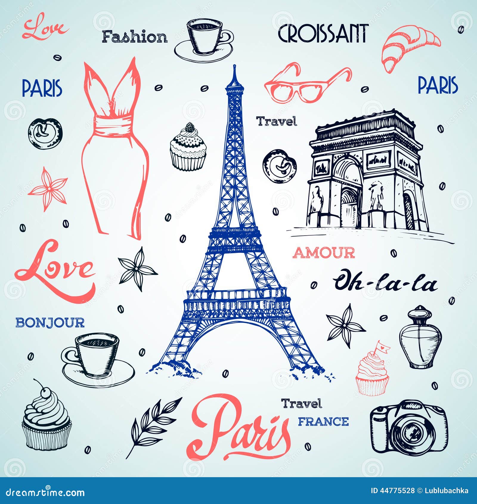 Parisian Eiffel Tower and Other Vector Symbols Stock Vector ...