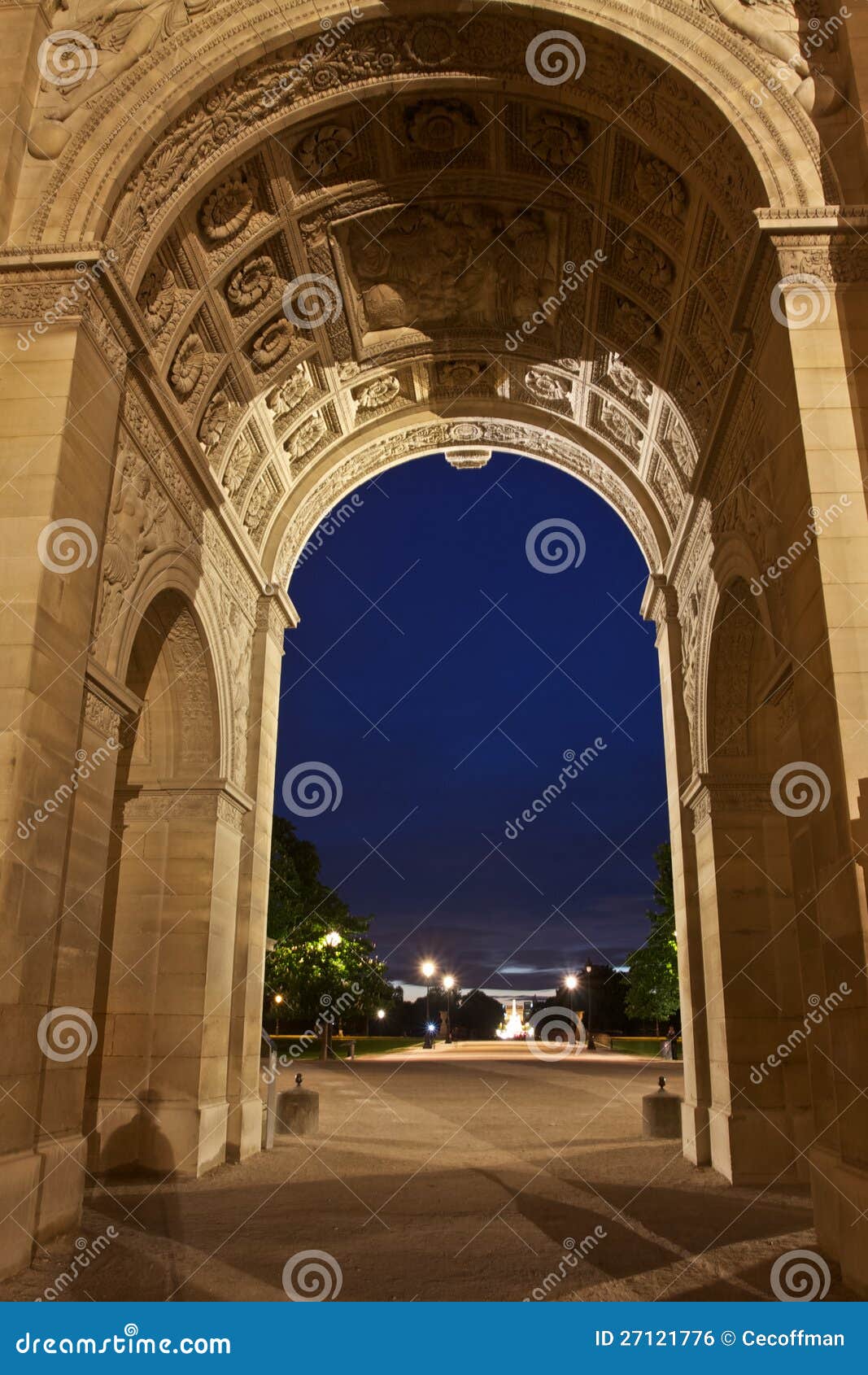Parisian Landmarks at Night Stock Photo - Image of europe, obelisk ...