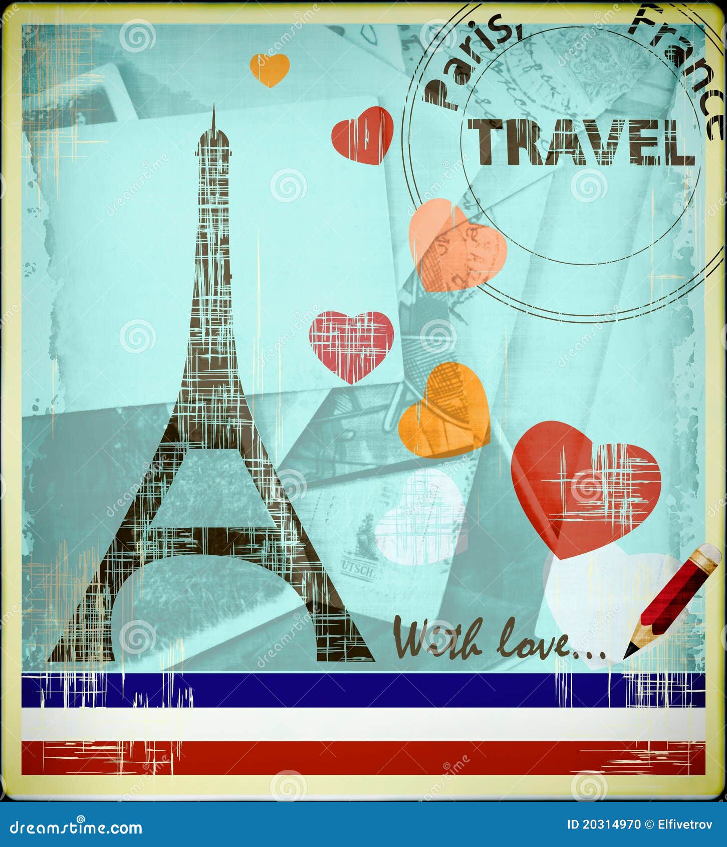 Parisian postcard stock illustration. Illustration of history - 20314970