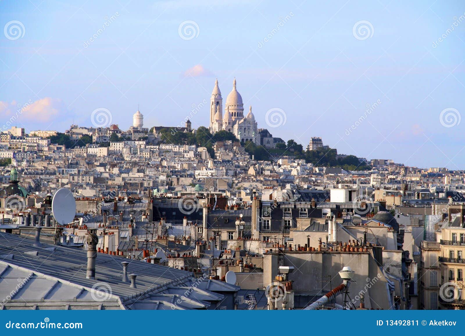 Parisian rooftops stock image. Image of sacr, sunset - 13492811