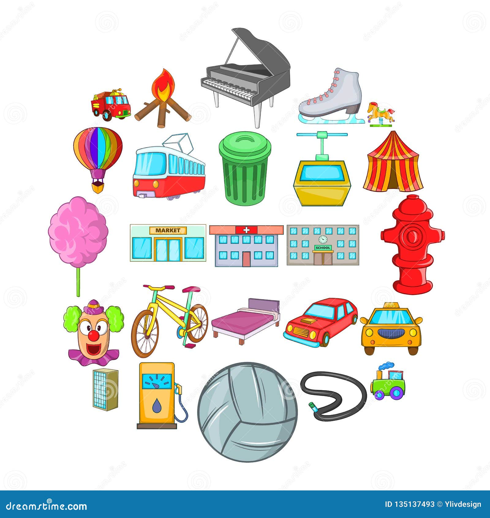 Park Activity Icons Set, Cartoon Style Stock Vector - Illustration of ...